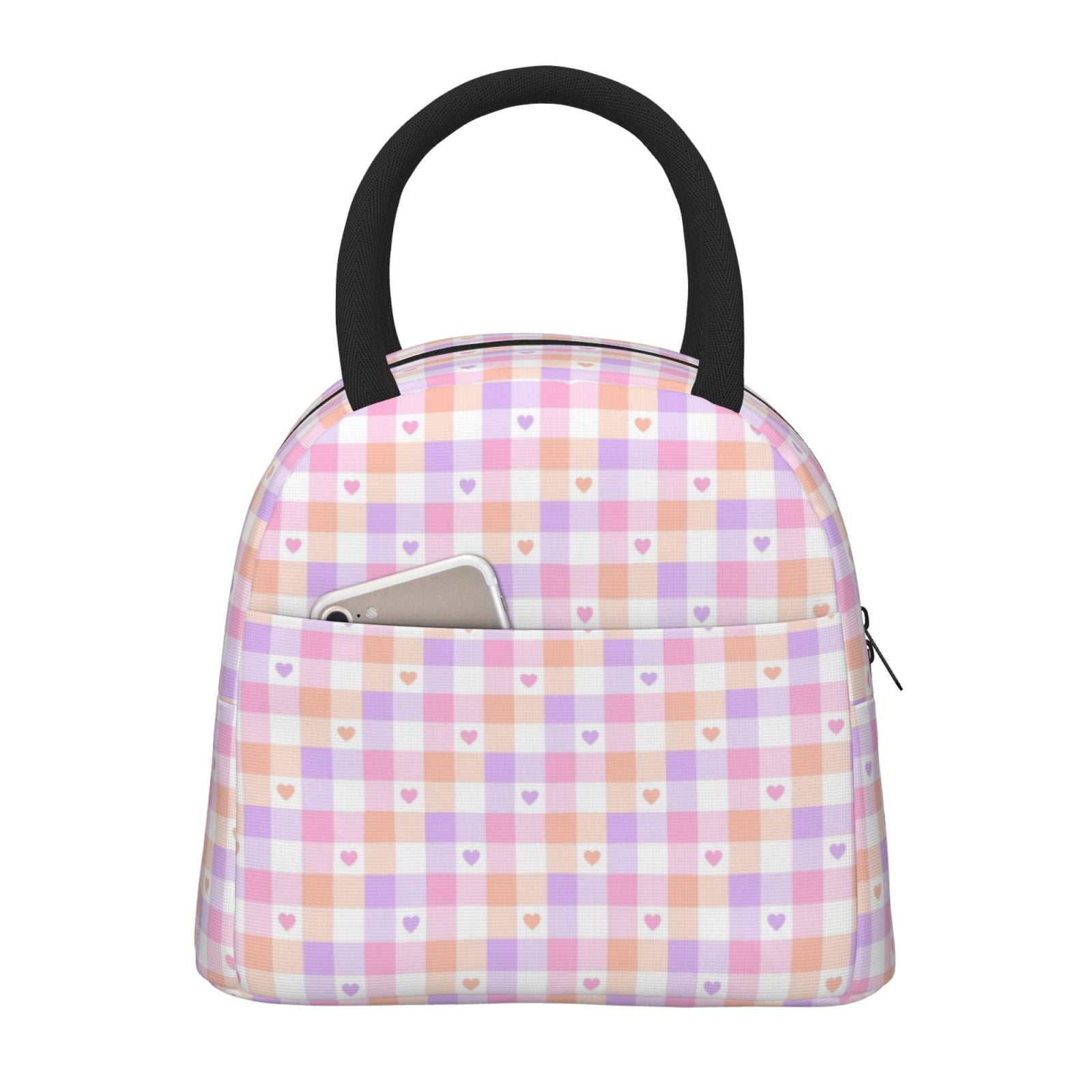 Yiaed Heart Buffalo Plaid Print Lunch Bag Adult Insulated Lunch Box ...