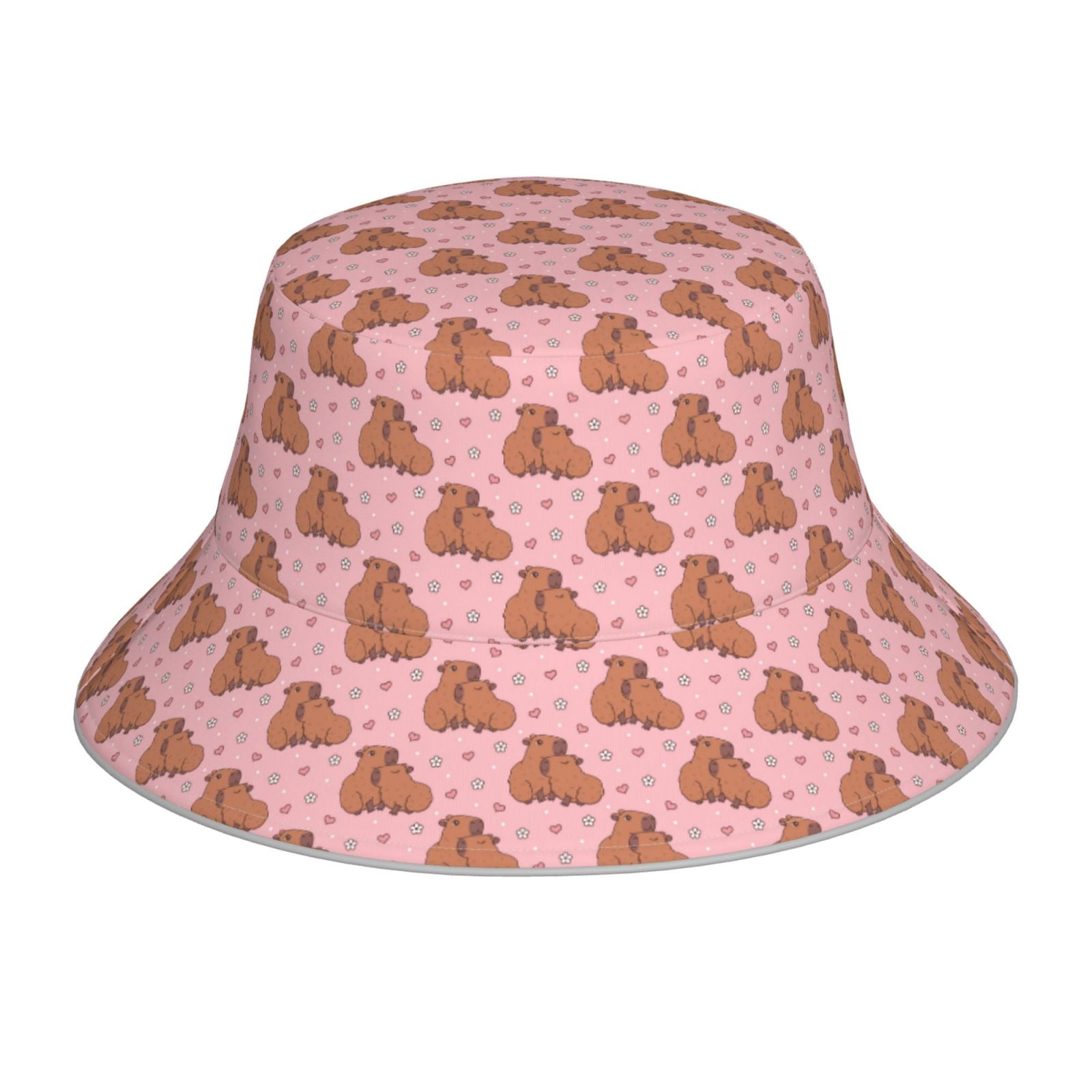 Yiaed Heart Capybara Print Reflective Stripe Bucket Hat Unisex Funny ...