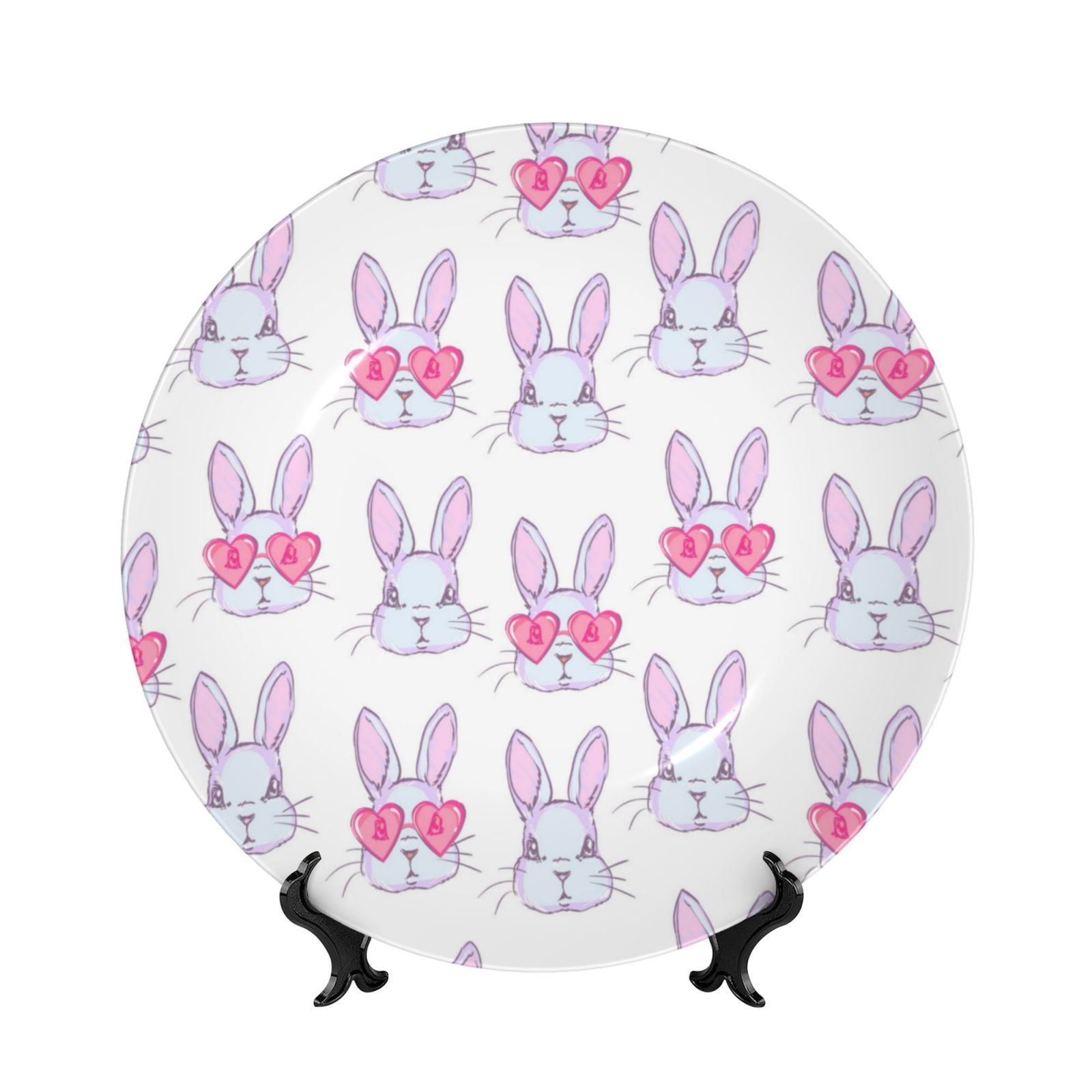 Yiaed Heart Rabbit Print Bone China Decorative Plate Ceramic Dinner ...
