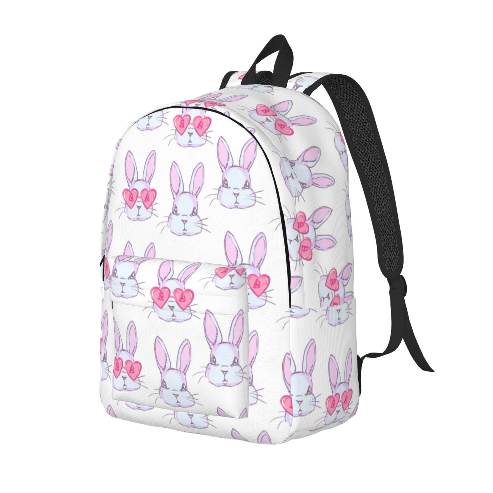 Yiaed Heart Rabbit Print Print Laptop Backpack Travel Canvas Backpack ...