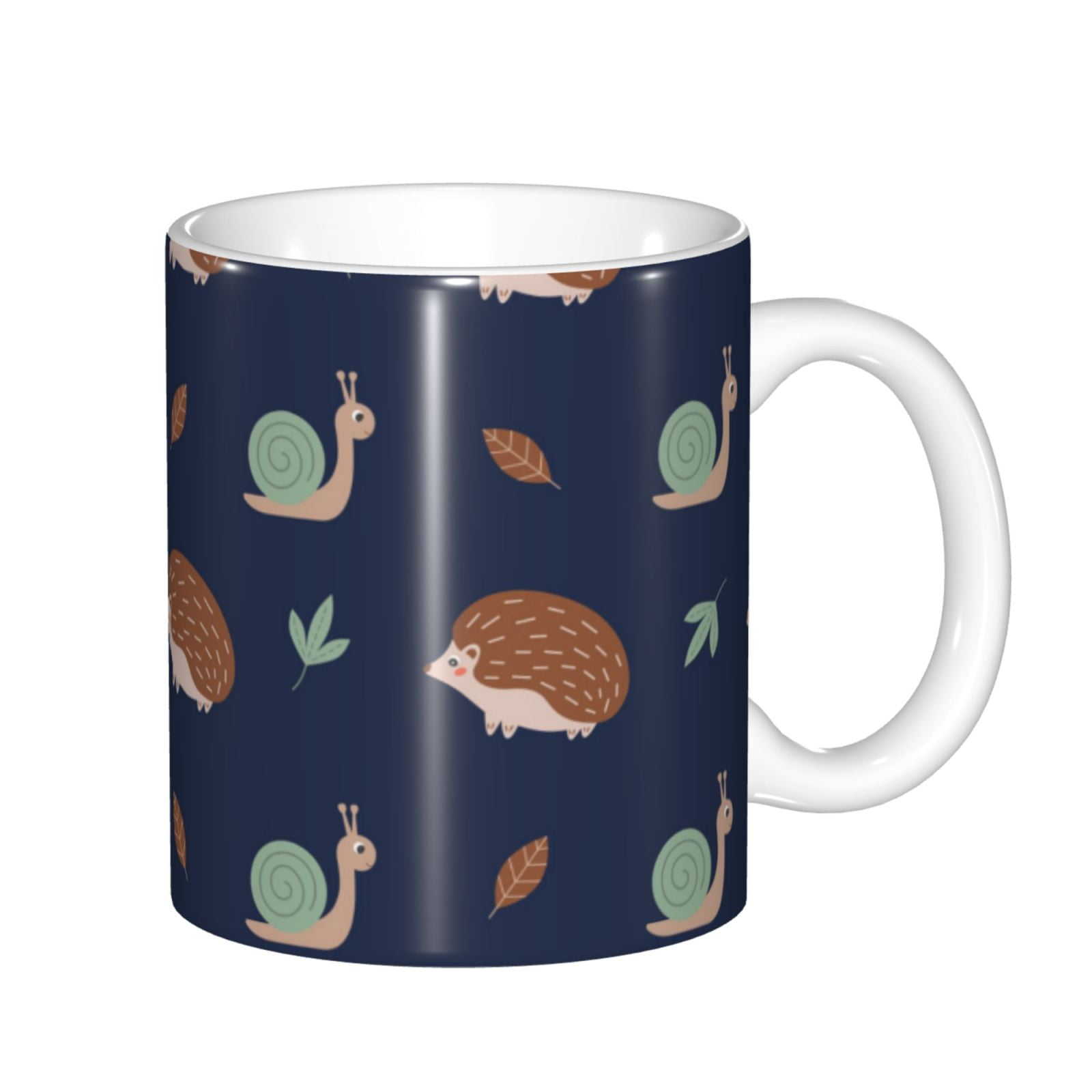Yiaed Hedgehog And Snail Print Ceramics Coffee,Large Handle Design ...