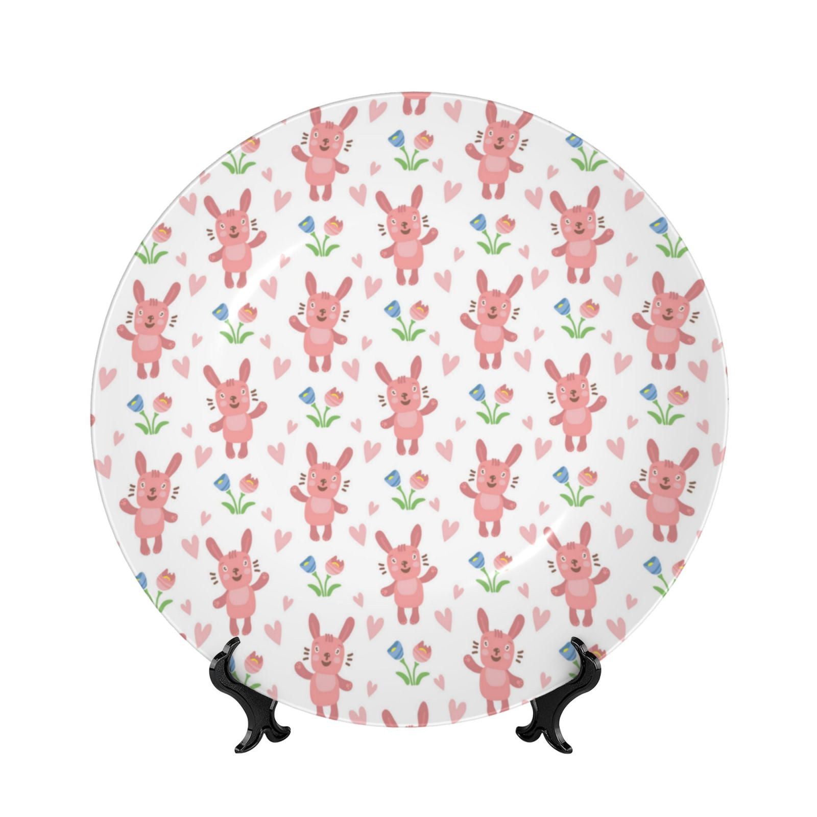 Yiaed Hello Rabbit Print Bone China Decorative Plate Ceramic Dinner ...