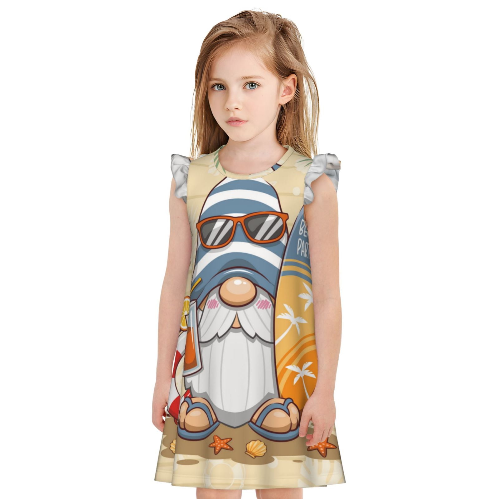 Yiaed Hello Summer Cute Gnome Print Girls Nightgowns, Princess Pajama ...