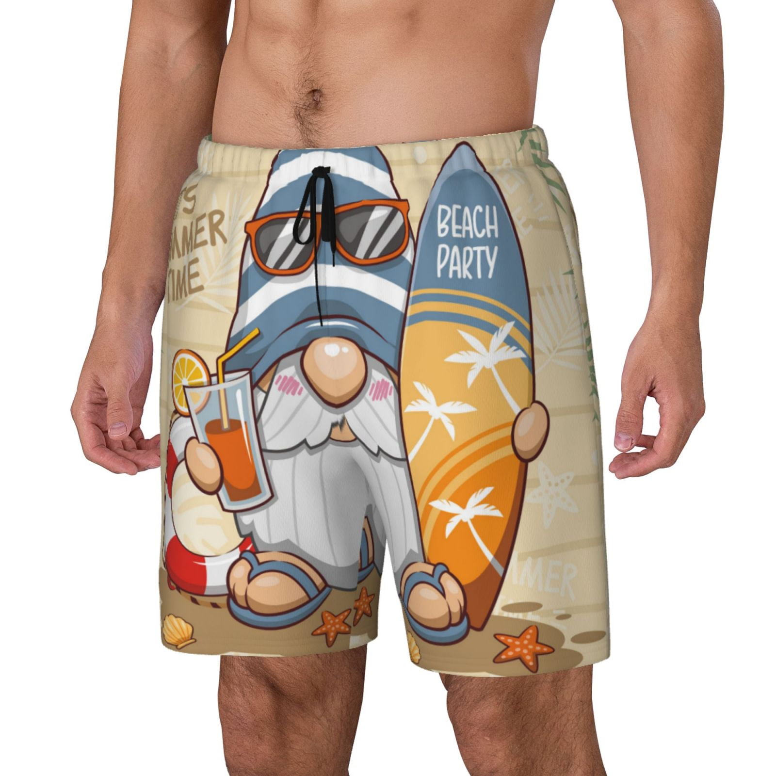 Yiaed Hello Summer Cute Gnome Print Mens Swim Trunks Bathing Suit ...