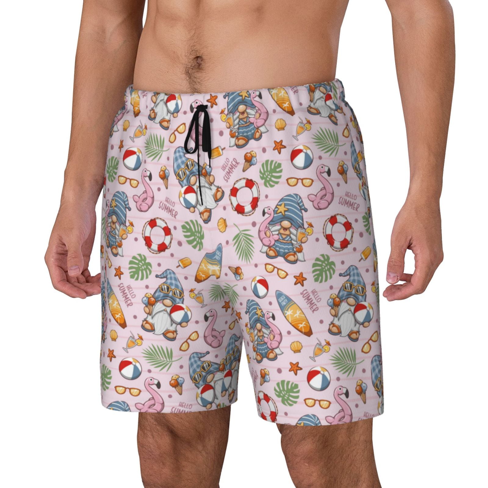 Yiaed Hello Summer With Gnome Print Mens Swim Trunks Bathing Suit ...
