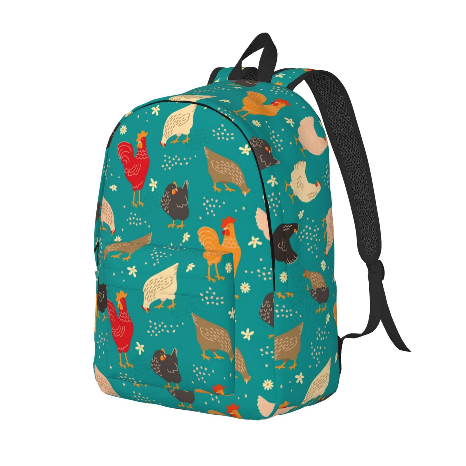 Yiaed Hens And Rooster Print Print Laptop Backpack Travel Canvas ...