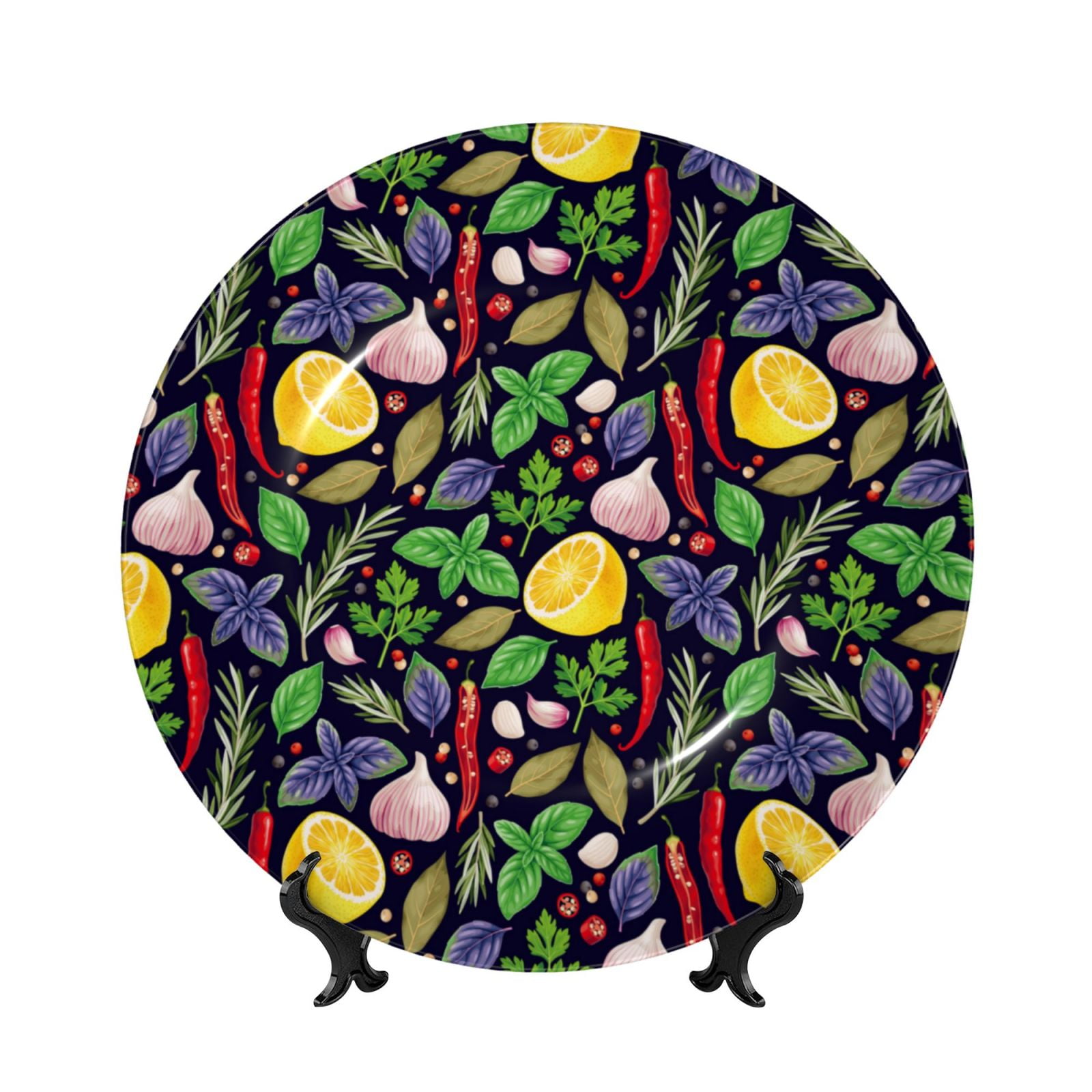 Yiaed Herbs And Spices Print Bone China Decorative Plate Ceramic Dinner ...