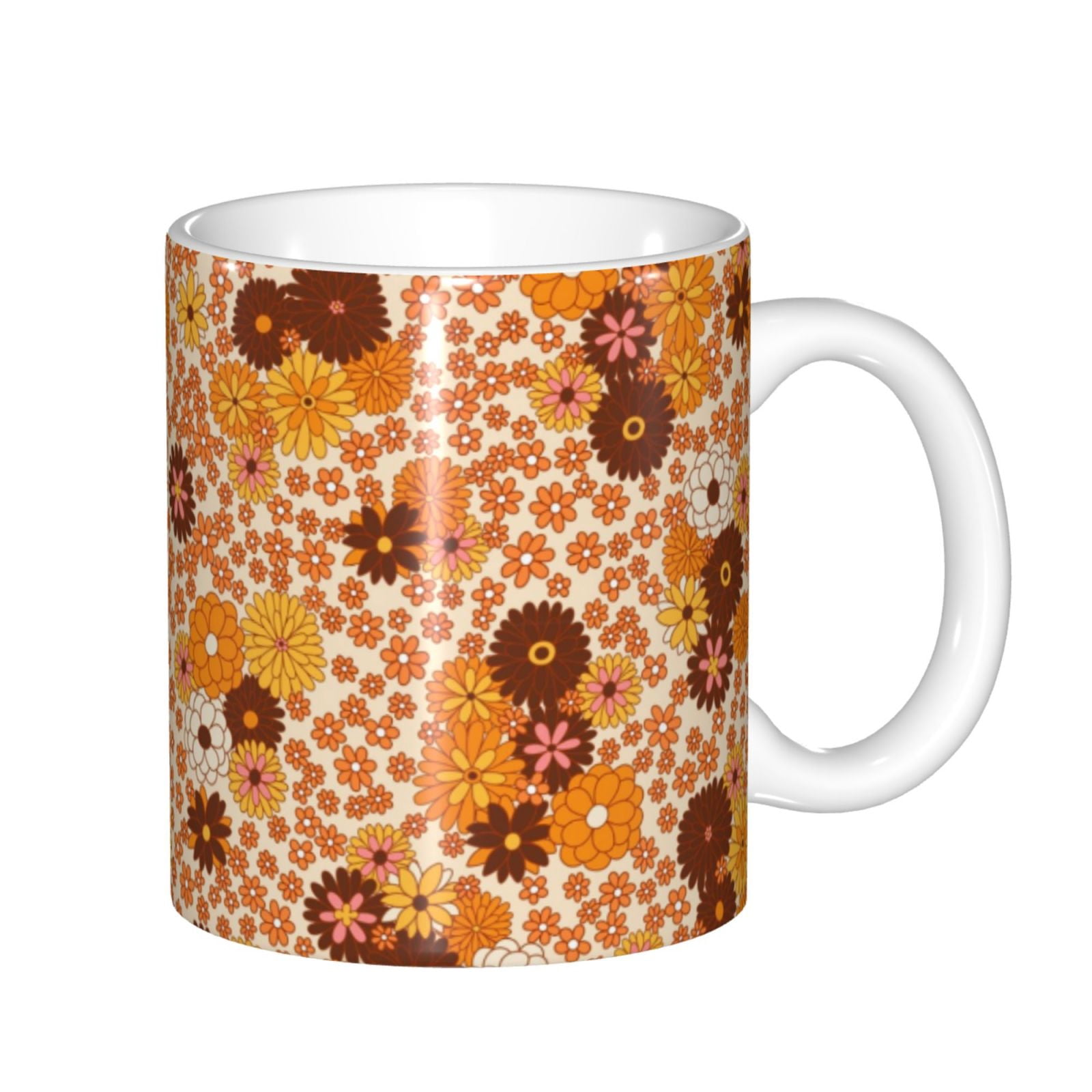 Yiaed Hippie Ditsy Floral Print Ceramics Coffee,Large Handle Design ...