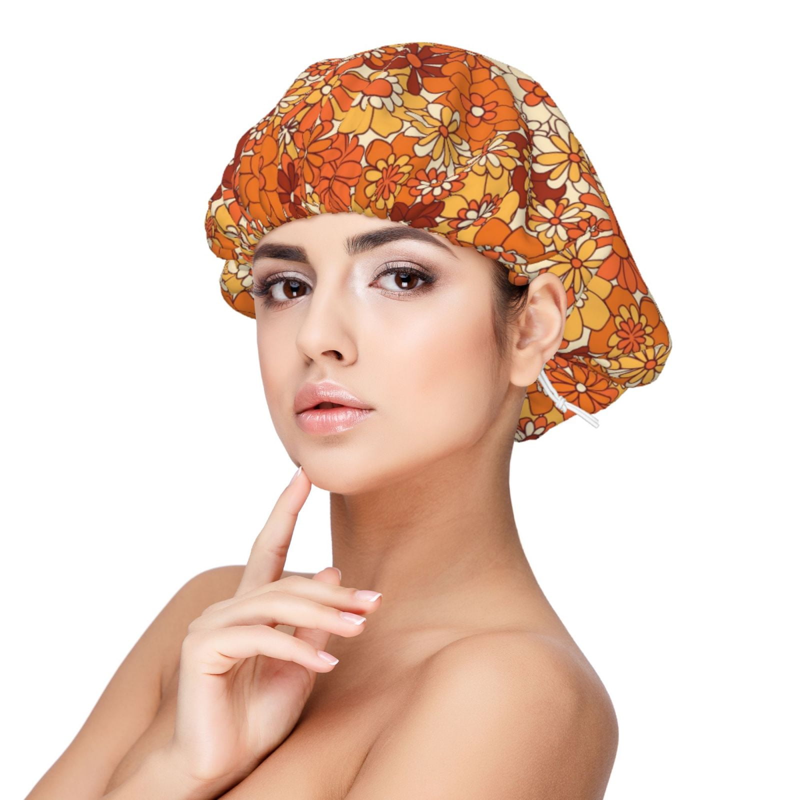 Yiaed Hippie Flower Print Satin Bonnet Silk Bonnet Hair Bonnet for ...