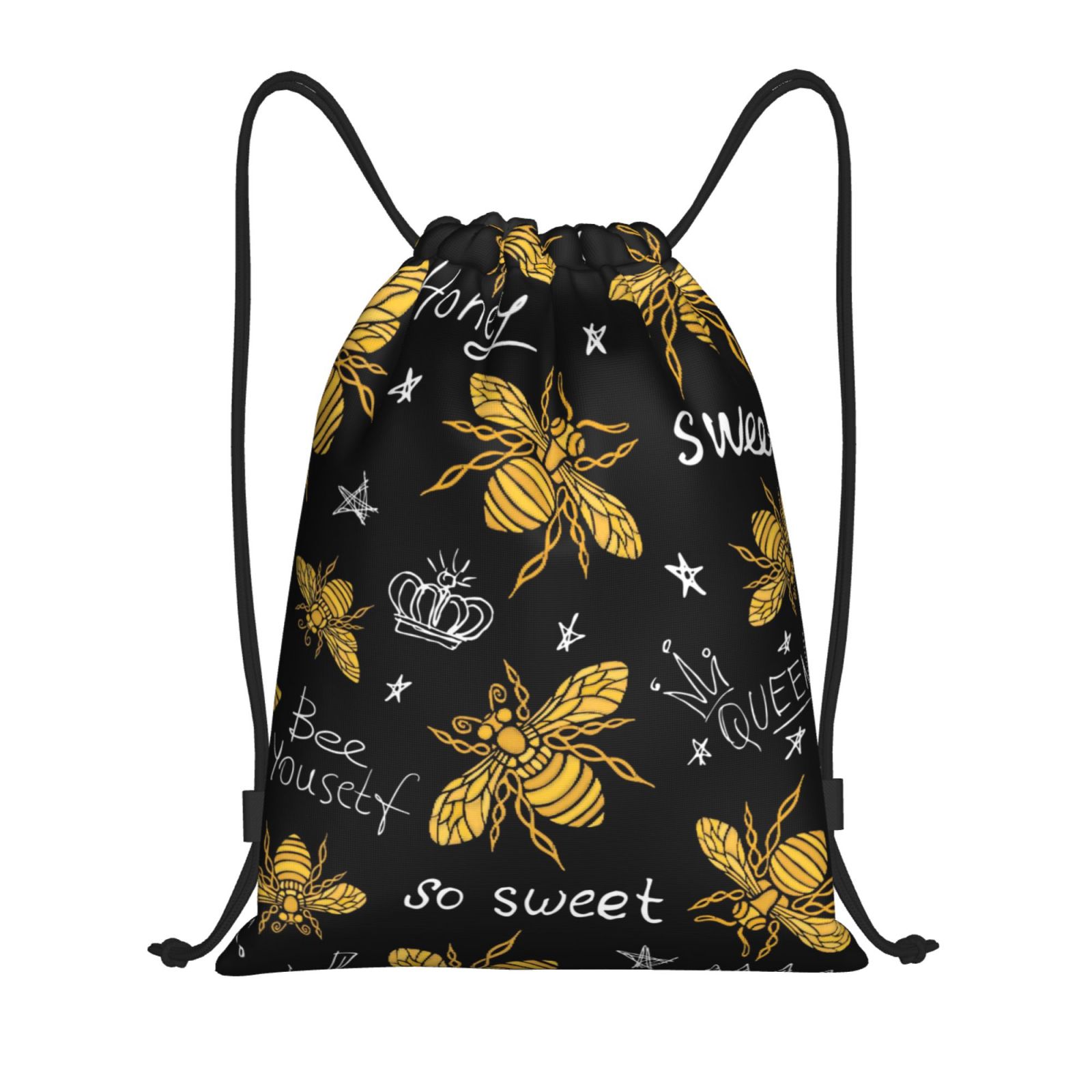 Yiaed Hohey Bee Golden Embroidery Print Drawstring Bags Drawstring ...