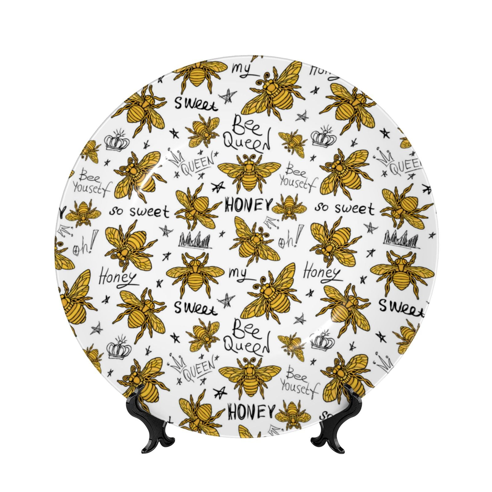 Yiaed Hohey Bee Golden2 Print Bone China Decorative Plate Ceramic ...