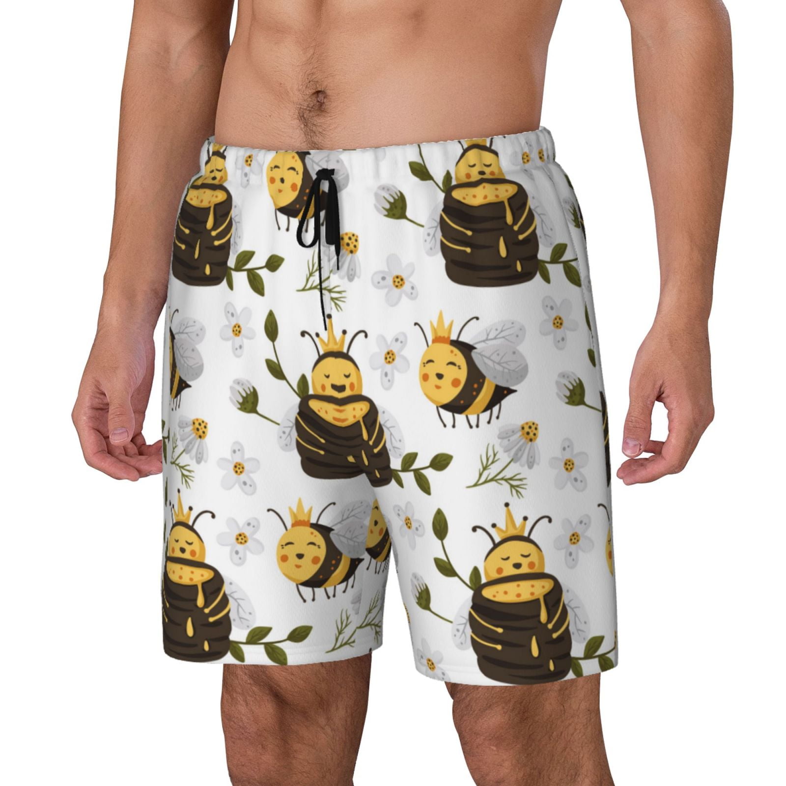 Yiaed Honey Bee Insect Print Mens Swim Trunks Bathing Suit Compression ...