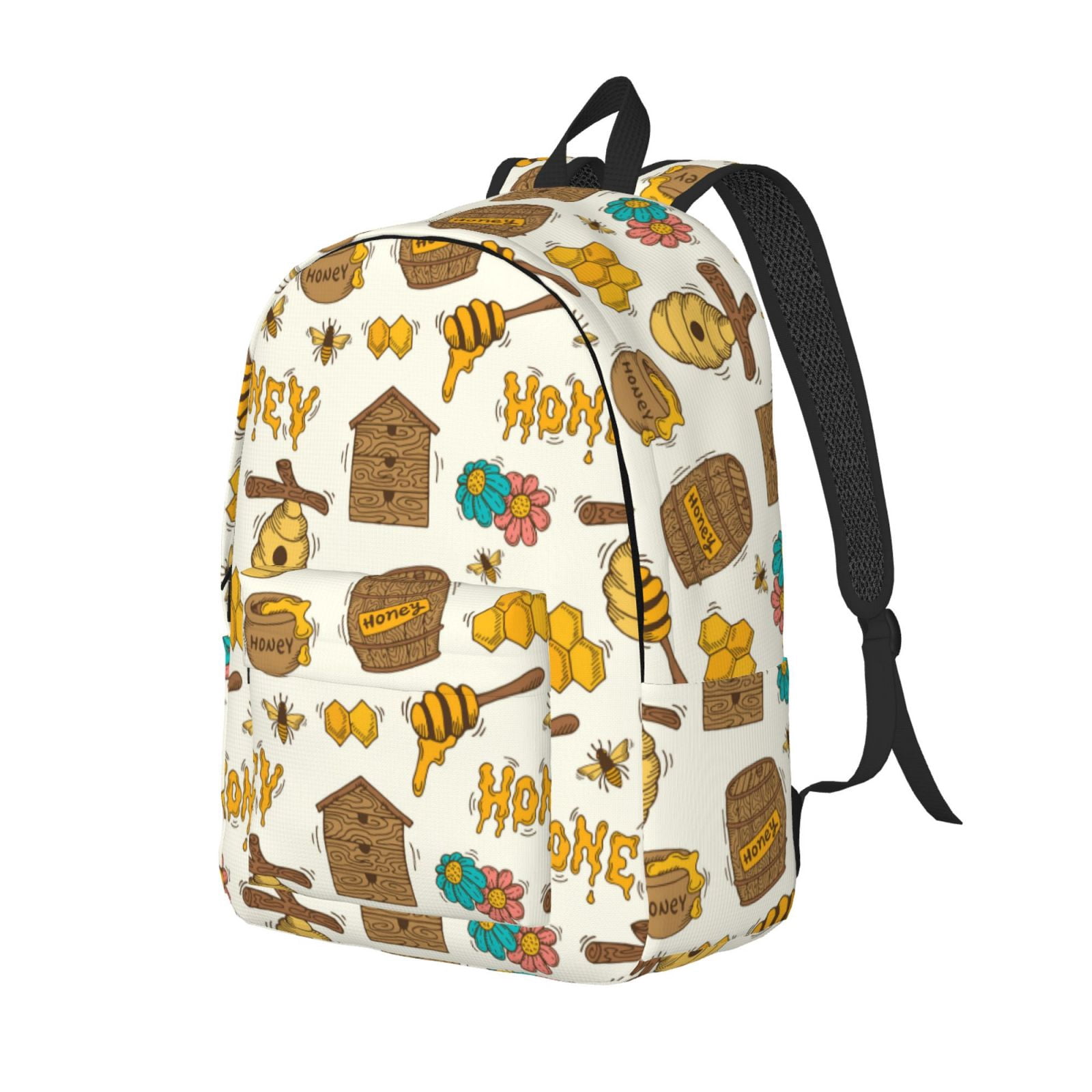 Yiaed Honeycomb And Honey Print Print Laptop Backpack Travel Canvas ...