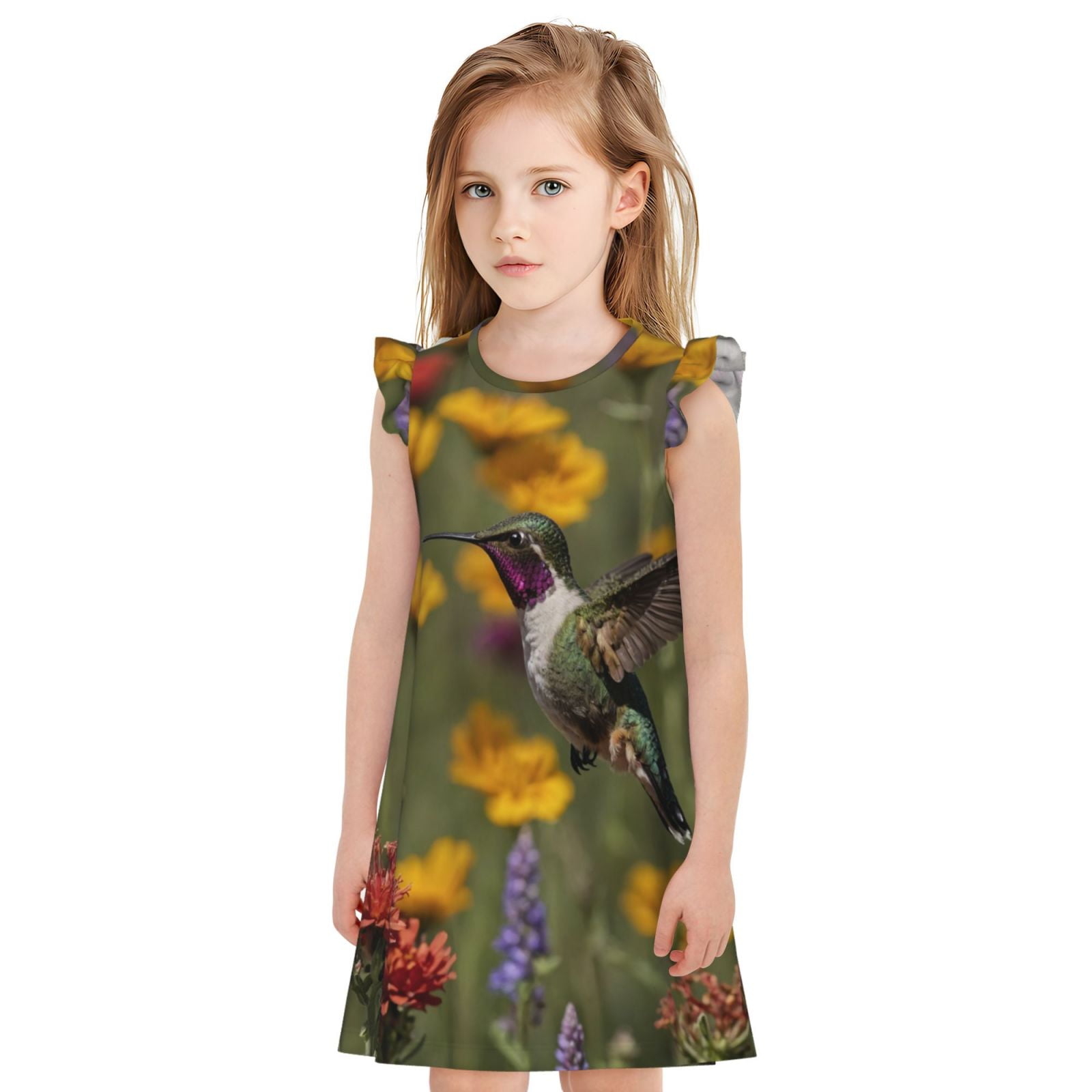 Yiaed Humming Bird Print Girls Nightgowns, Princess Pajama Dresses for ...