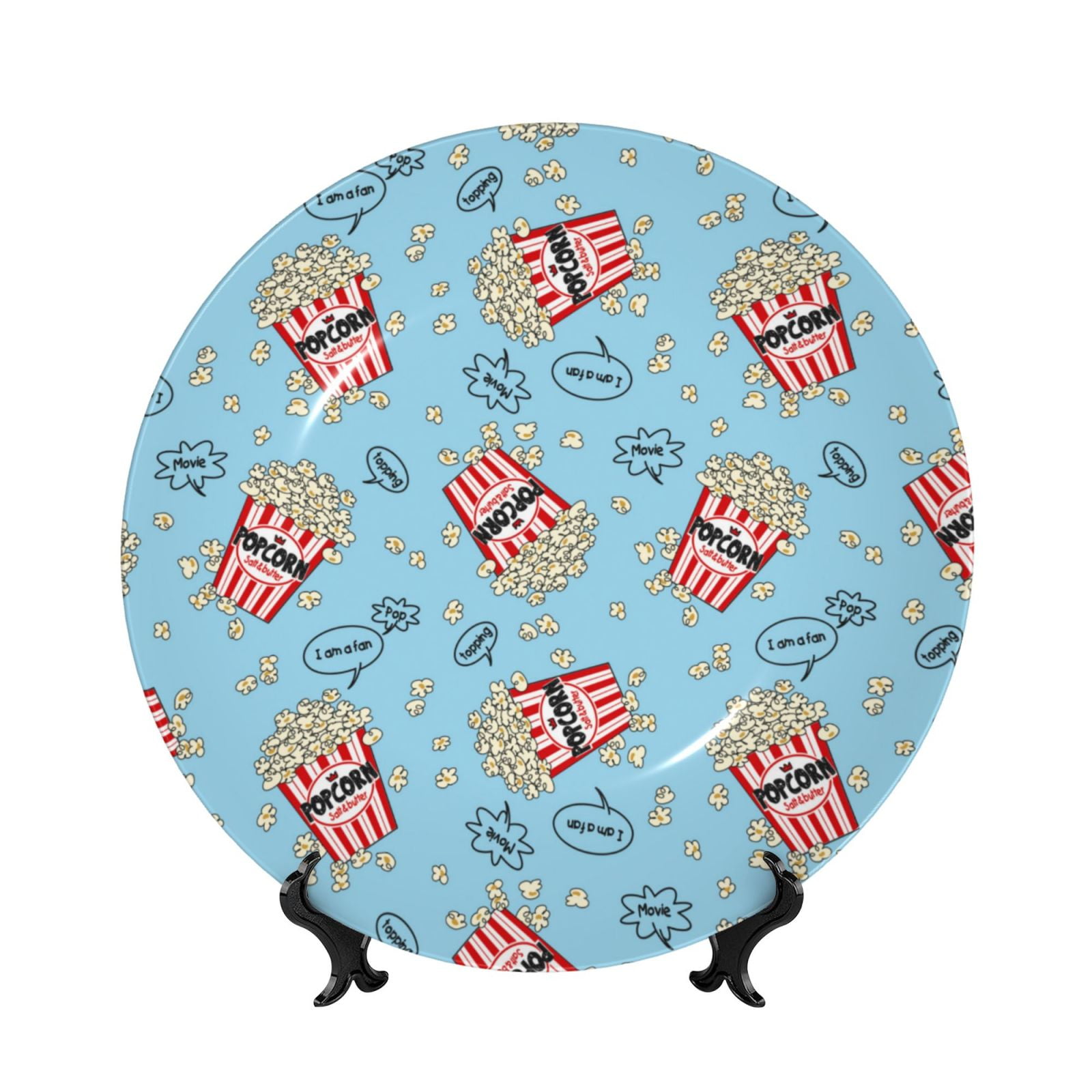 Yiaed I Am A Fan Popcorn Print Bone China Decorative Plate Ceramic ...