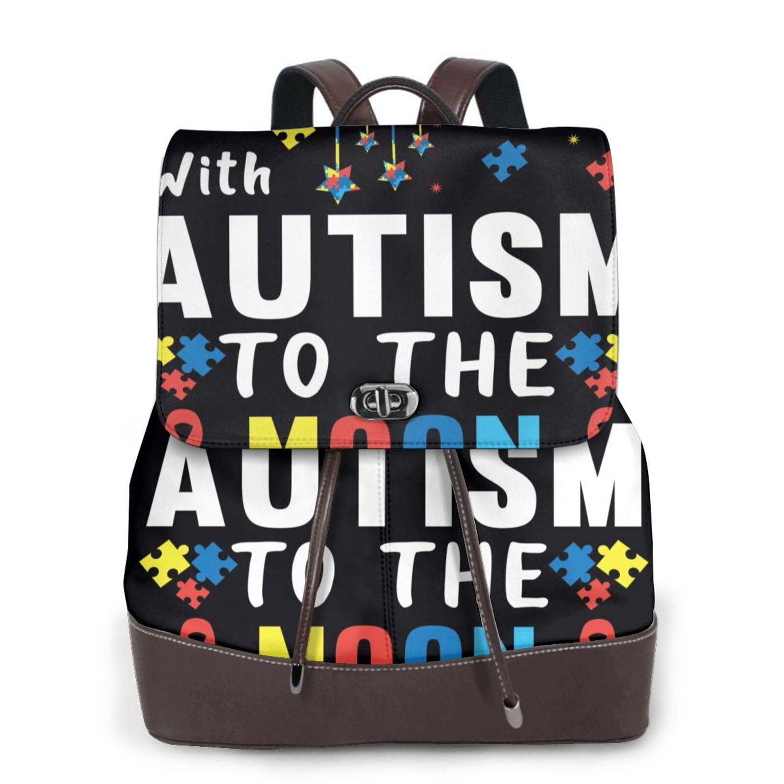 Yiaed I Love With Autism To The Moon And Back Print Laptop Backpack for ...
