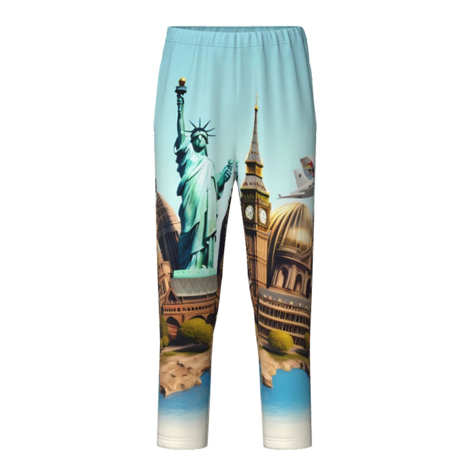Yiaed Iconic Global Landmarks Print Teenagers' Lounge Pants, Loose PJ ...