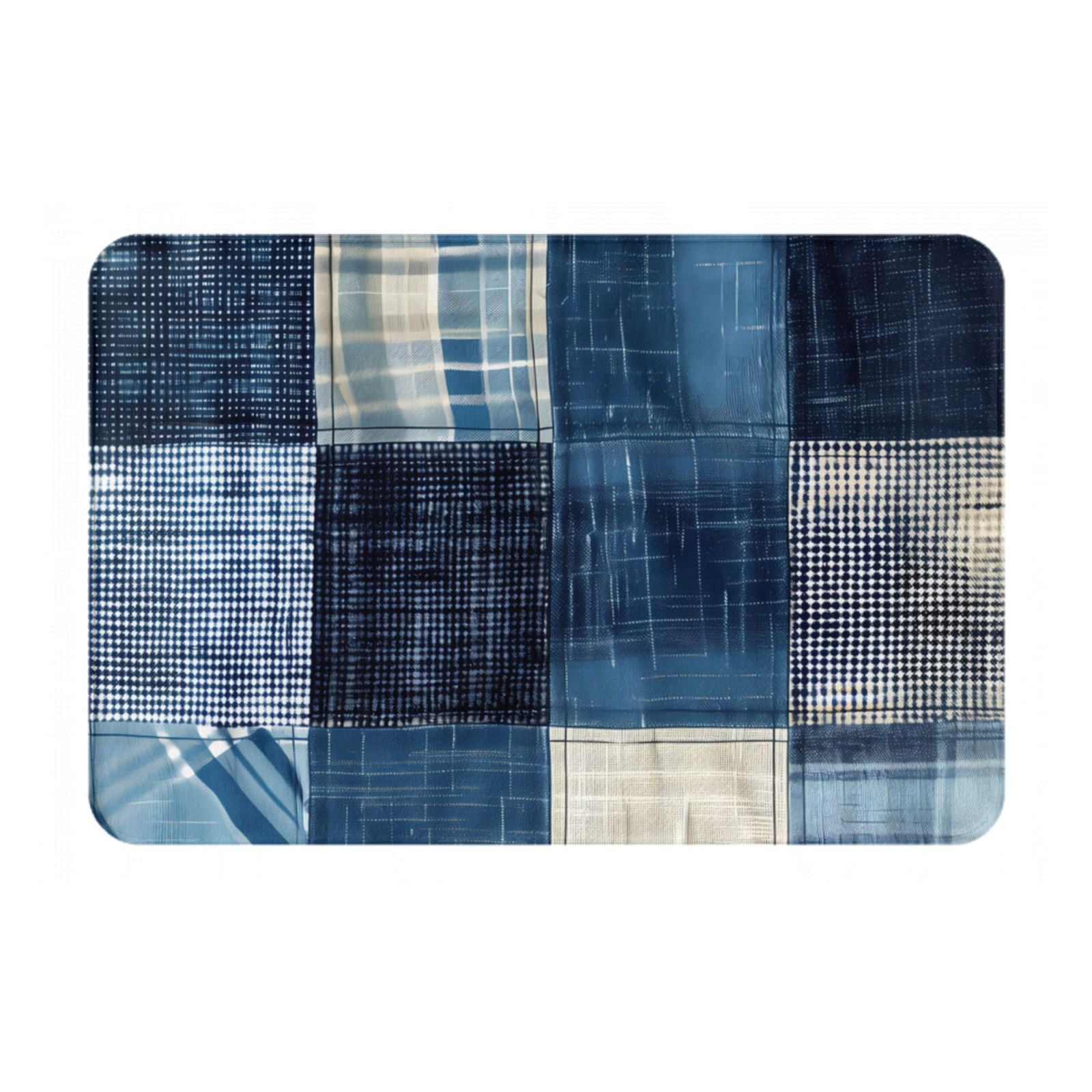 Yiaed Indigo Patchwork Quilt Print Flannel Doormat Mat Outdoor Indoor ...
