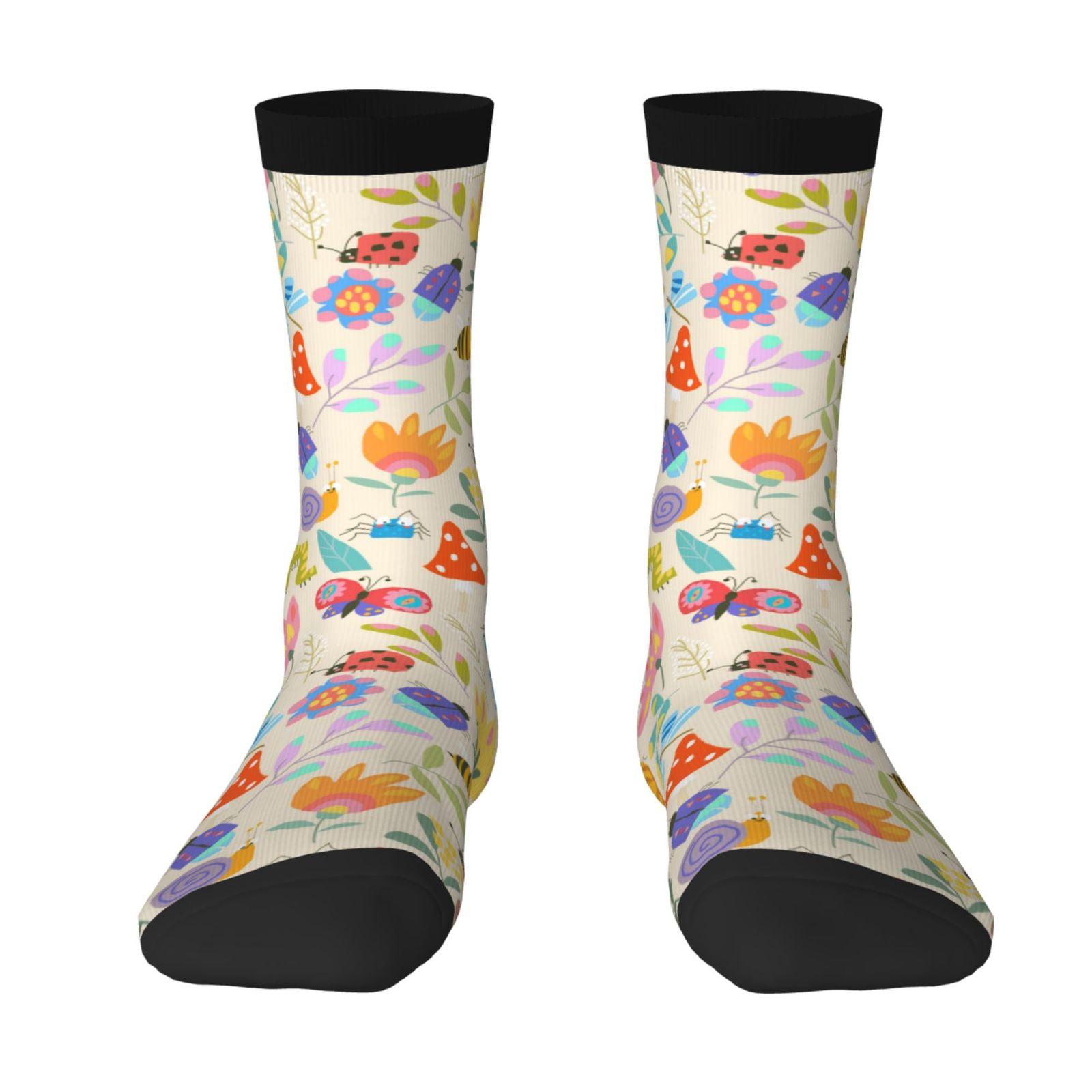 Yiaed Insects In Plants Print Great elasticity Crew Socks Sports socks ...