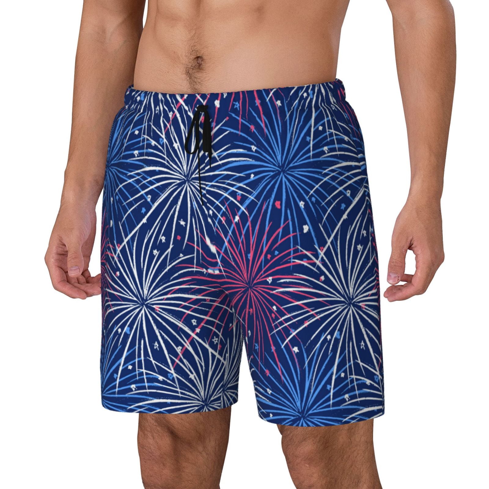 Yiaed Ireworks In The Night Sky Print Mens Swim Trunks Bathing Suit ...