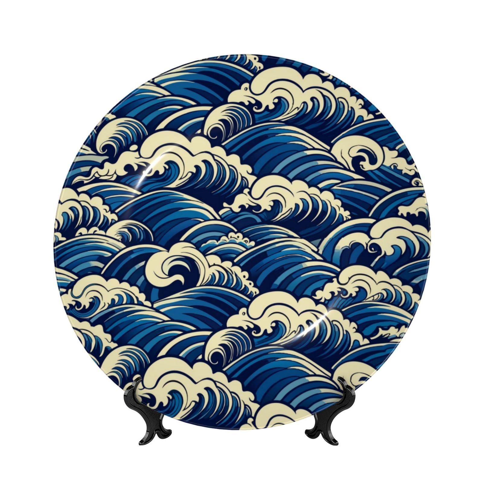 Yiaed Japanese Water Wave Print Bone China Decorative Plate Ceramic ...
