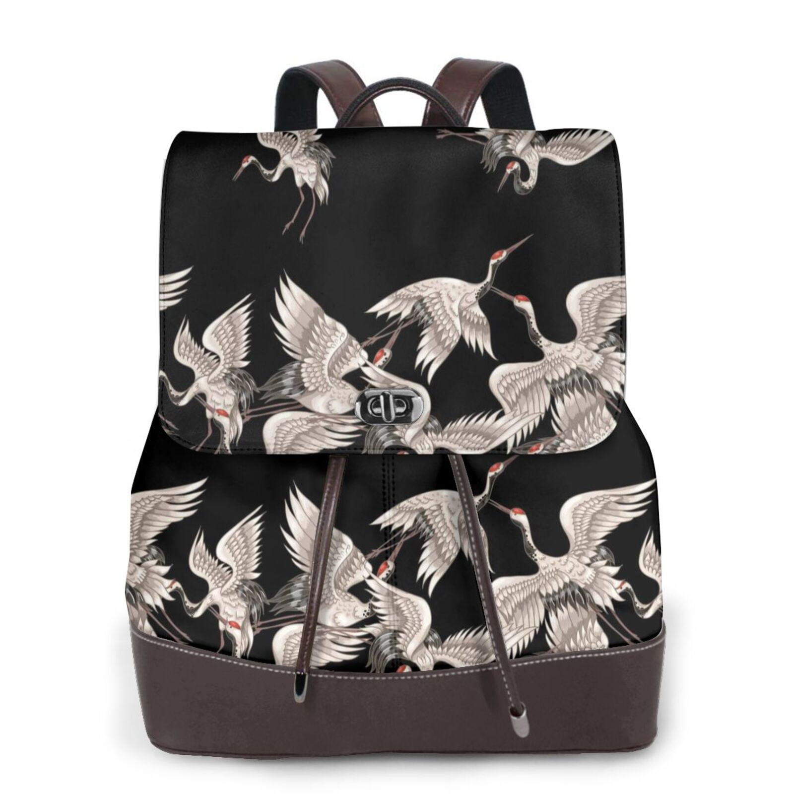 Yiaed Japanese White Crane Print Laptop Backpack for Women Slim ...