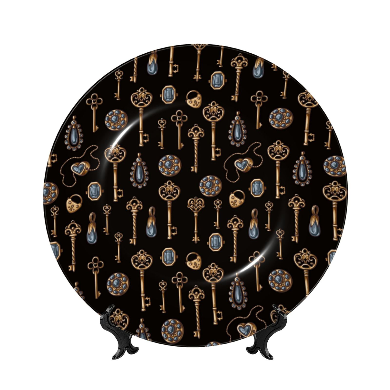 Yiaed Jewelry And Keys Print Bone China Decorative Plate Ceramic Dinner ...