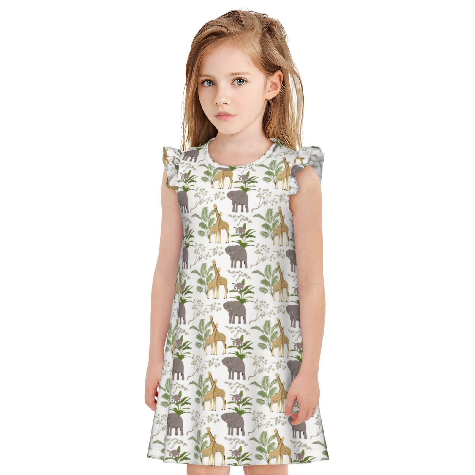 Yiaed Jungle Animal Print Girls Nightgowns, Princess Pajama Dresses for ...