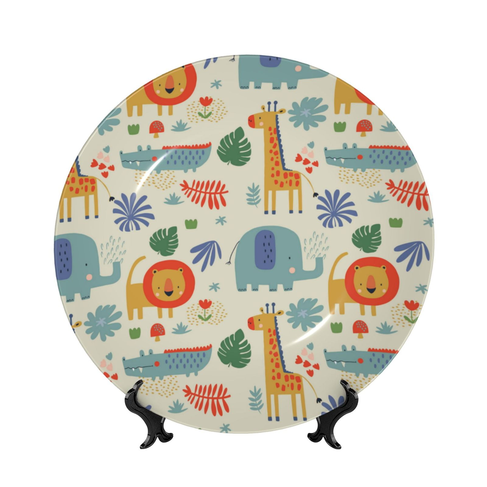 Yiaed Jungle Animals Print Bone China Decorative Plate Ceramic Dinner ...