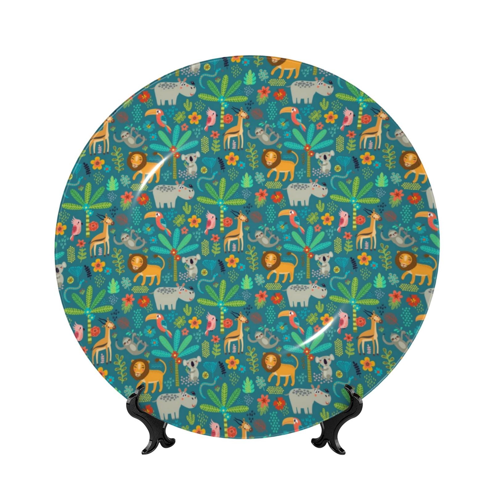 Yiaed Jungle Animals Print Bone China Decorative Plate Ceramic Dinner ...