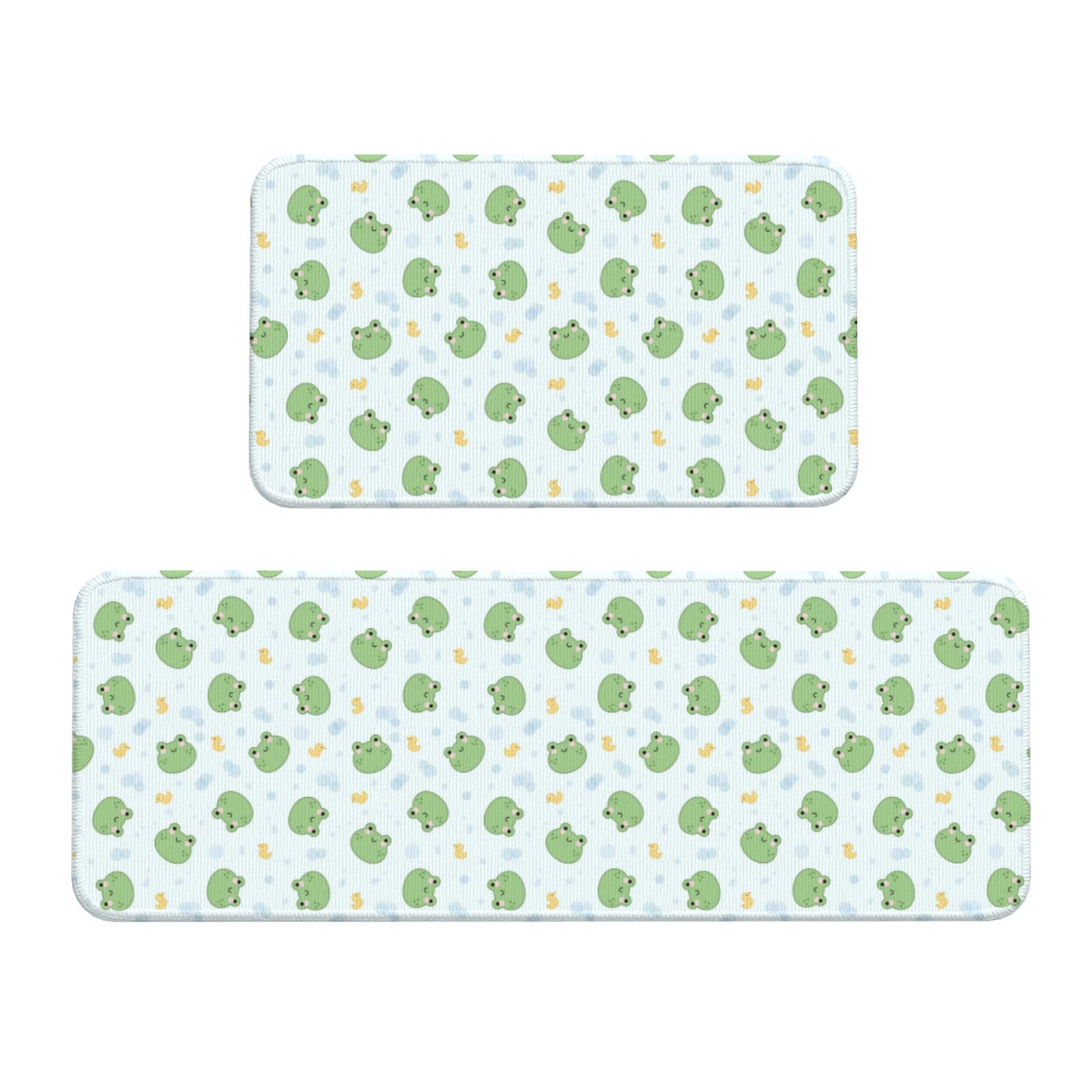 Yiaed Kawaii Frogs Kitchen Rugs Sets of 2 Kitchen Mats Cushioned Anti ...