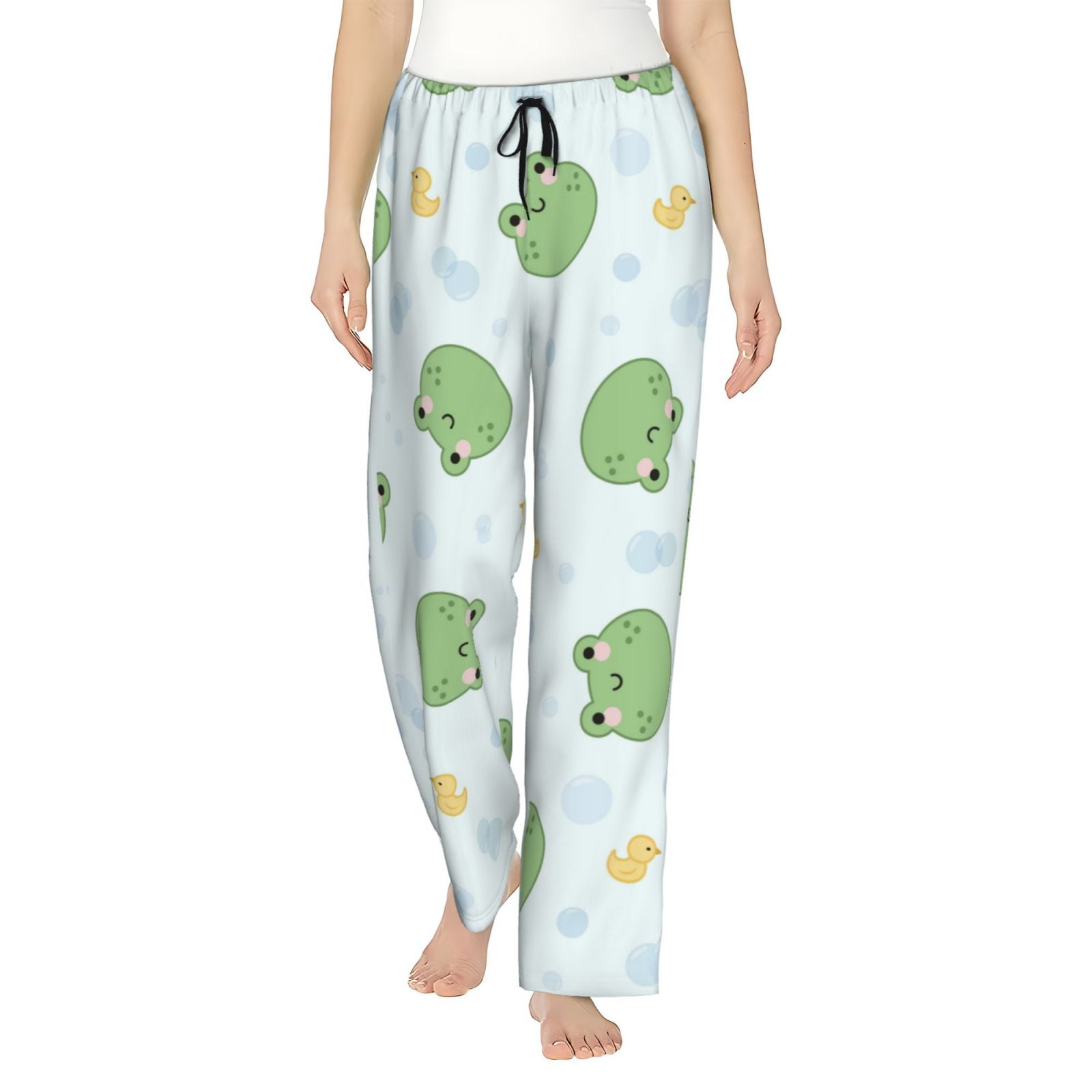 Yiaed Kawaii Frogs Print Womens Lounge Pants, Loose PJ Bottoms, Long ...