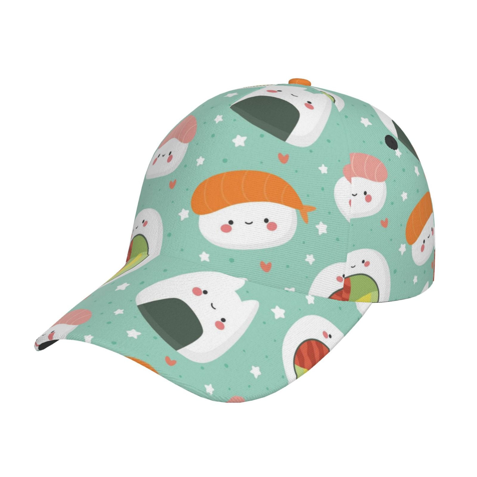 Yiaed Kawaii Sushi Print Cap Adjustable Size for Running Workouts and ...