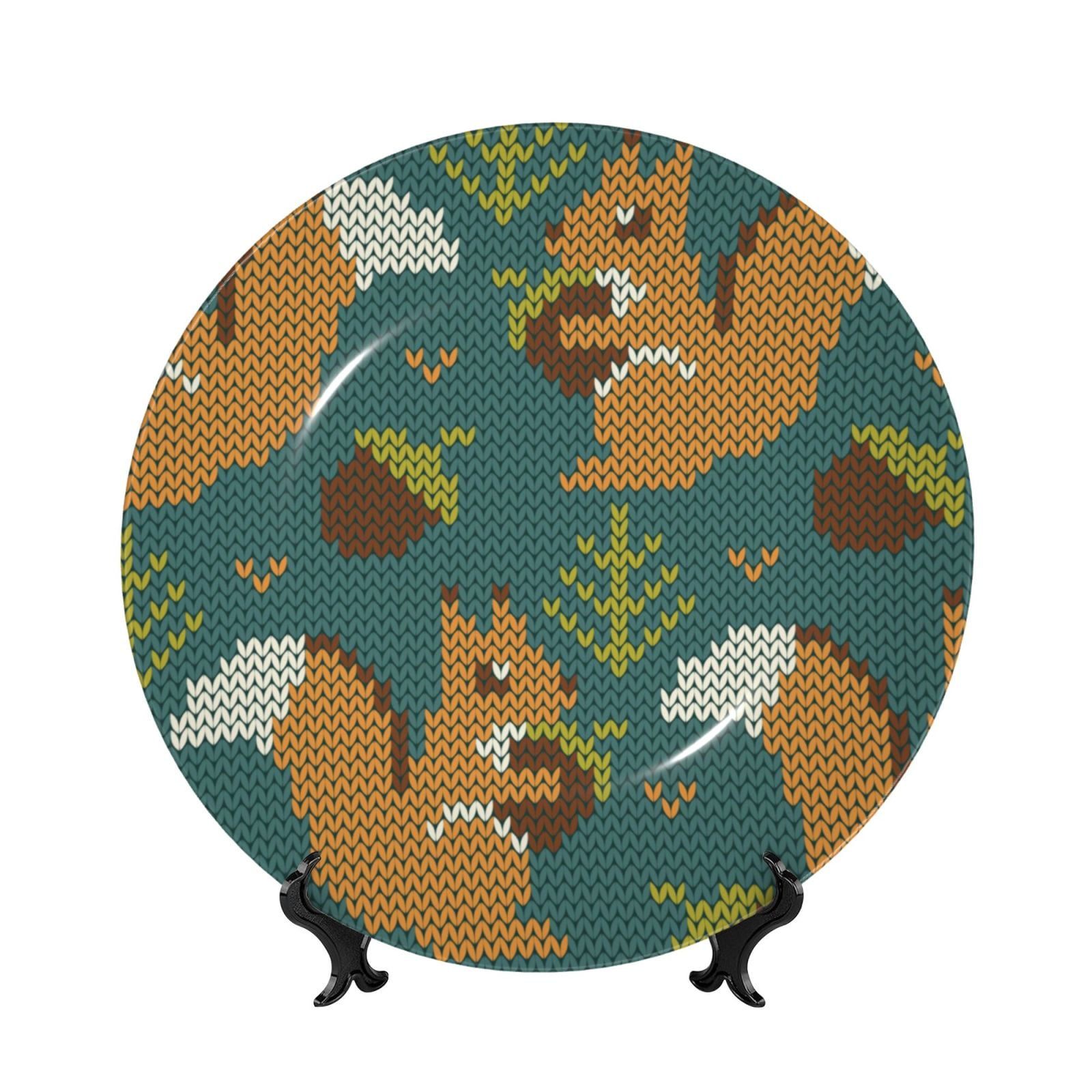 Yiaed Knitted Woodland Squirrel Print Bone China Decorative Plate ...