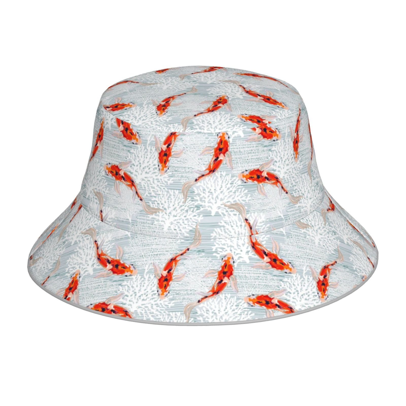 Yiaed Koi Fish Corals,Spring Summer Print Reflective Stripe Bucket Hat ...