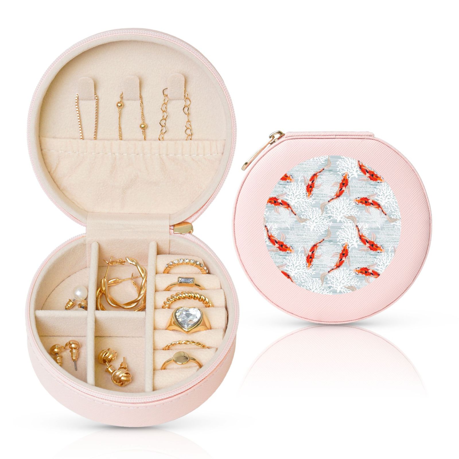 Yiaed Koi Fish Corals,Spring Summer Print Travel Jewelry Case ...