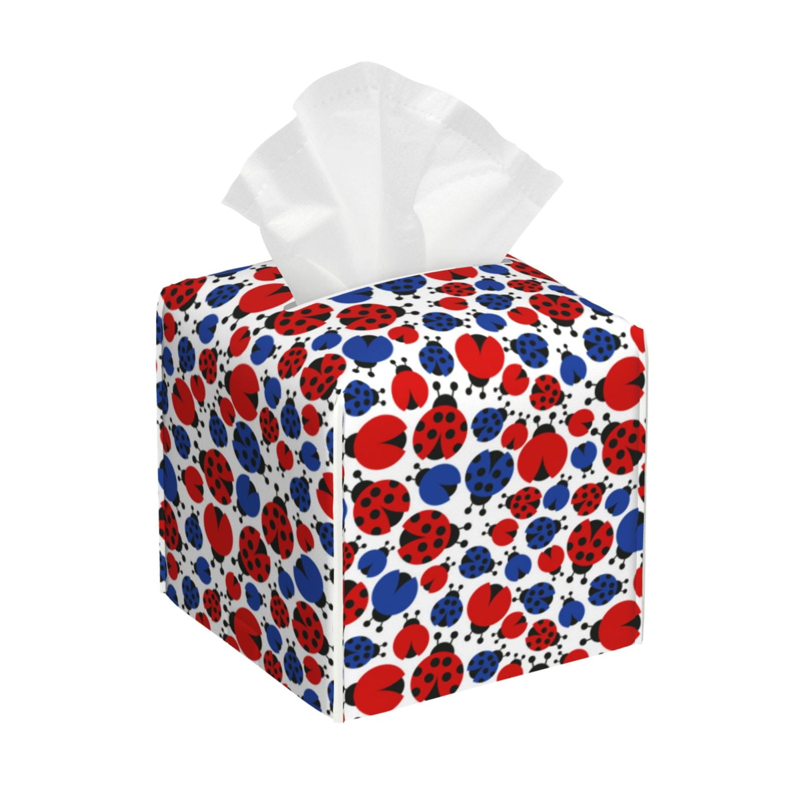 Yiaed Ladybugs Print Tissue Box Cover, PU Leather Decorative Organizer ...