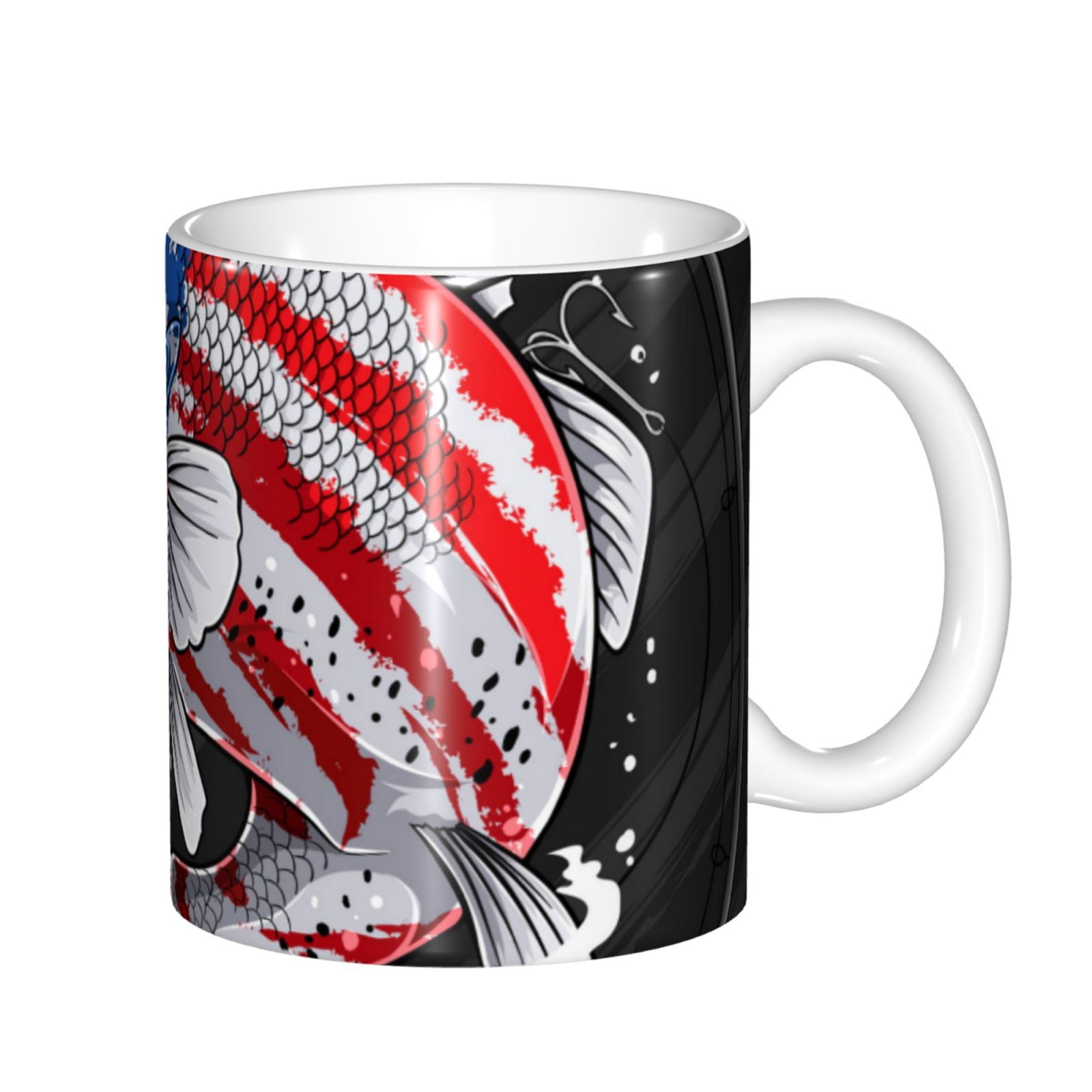 Yiaed Largemouth Bass Fish in USA Print Ceramics Coffee,Large Handle ...