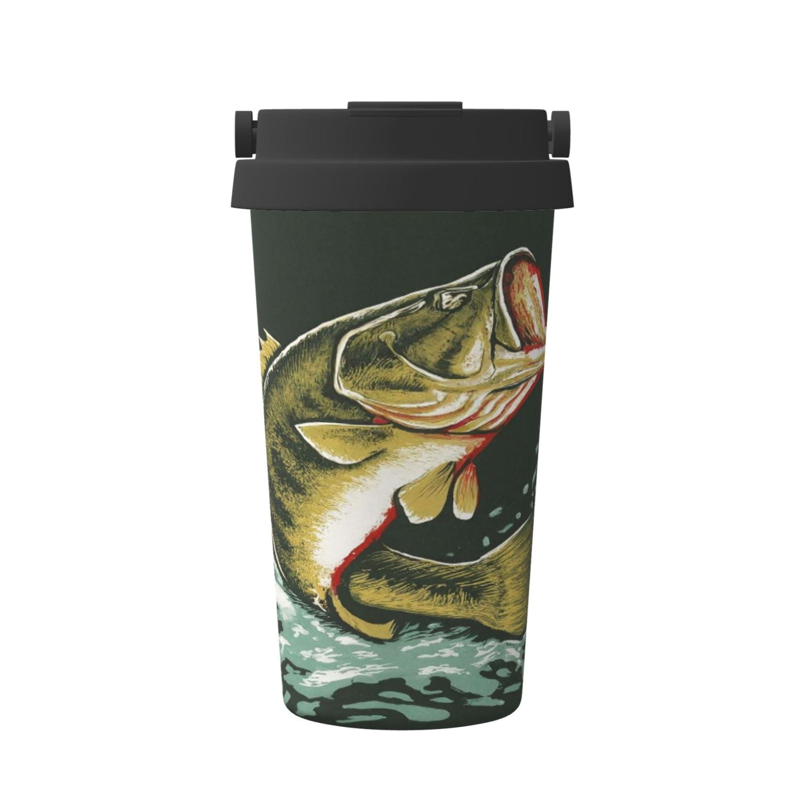 Yiaed Largemouth Bass jumps out of water Print Stainless Steel Coffee ...