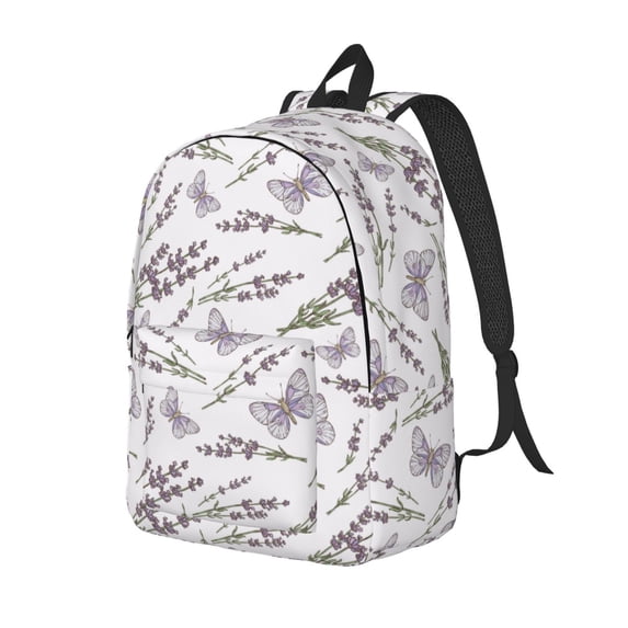 Yiaed Lavender And Butterfly Print Laptop Backpack Travel Canvas ...