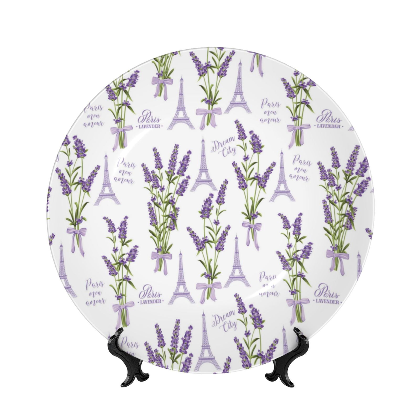 Yiaed Lavender Flowers Print Bone China Decorative Plate Ceramic Dinner ...