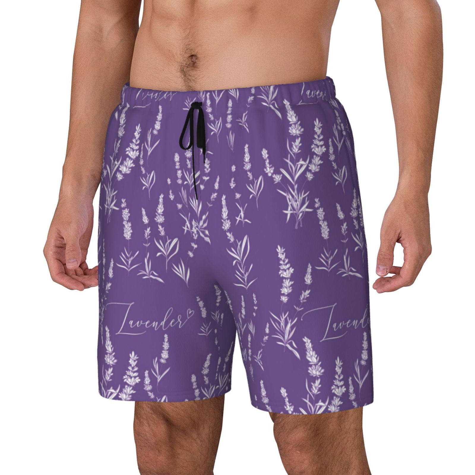 Yiaed Lavender Flowers Print Mens Swim Trunks Bathing Suit Compression ...