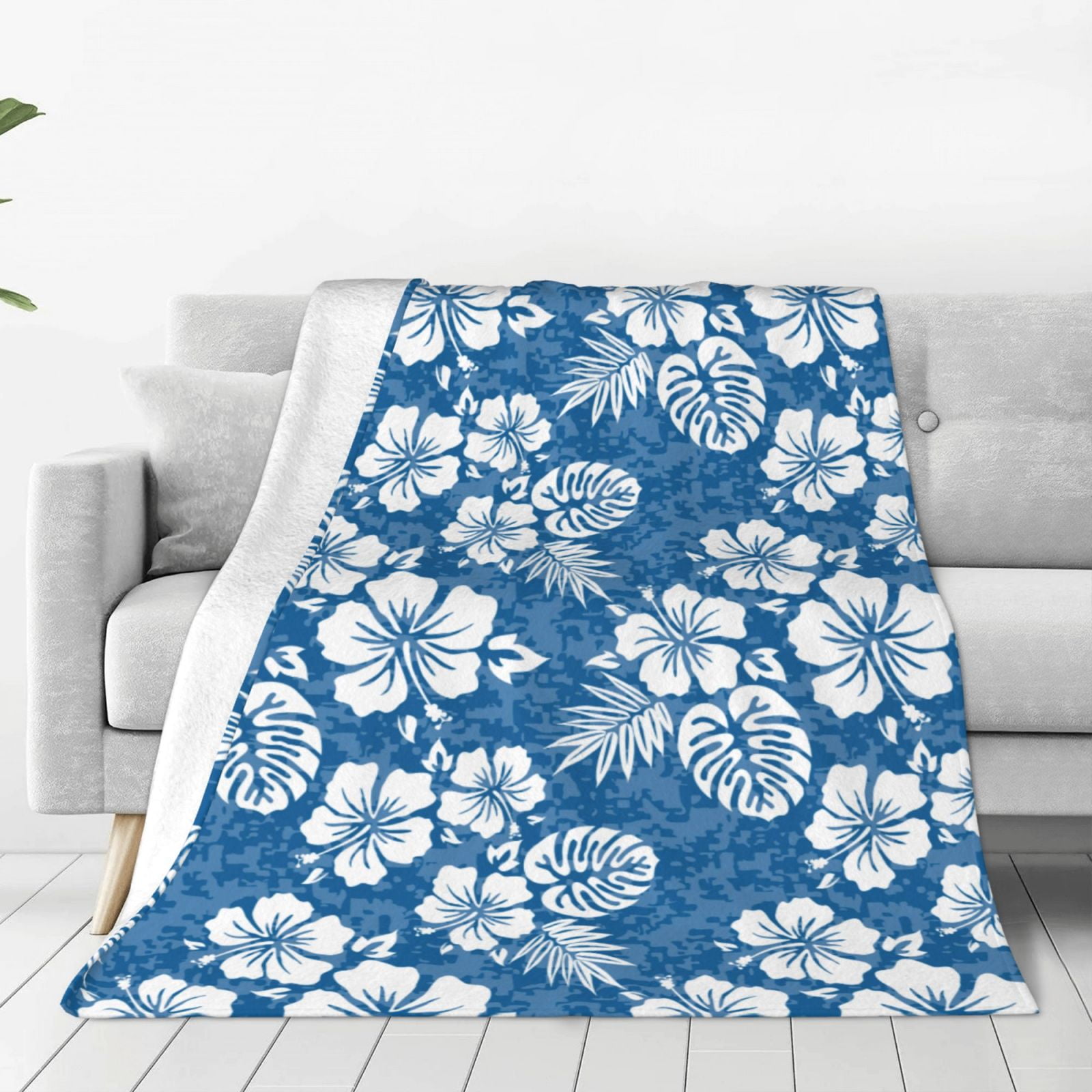 Yiaed Leaves And Flowers Pattern Fleece Throw Blanket,Fleece Throw ...