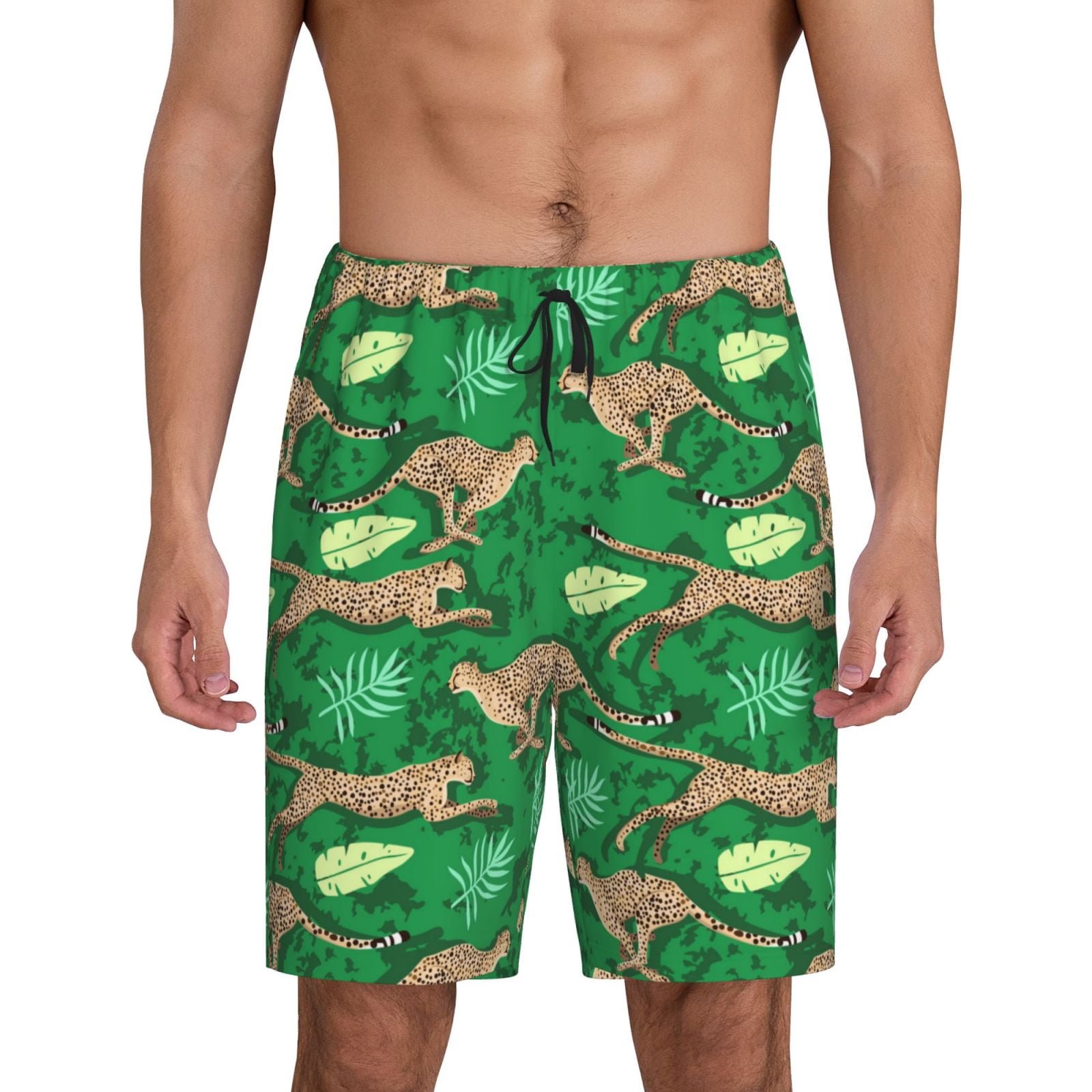 Yiaed Leopard Print for Men's Soft Sleep Pajama Short Lounging Pajama ...