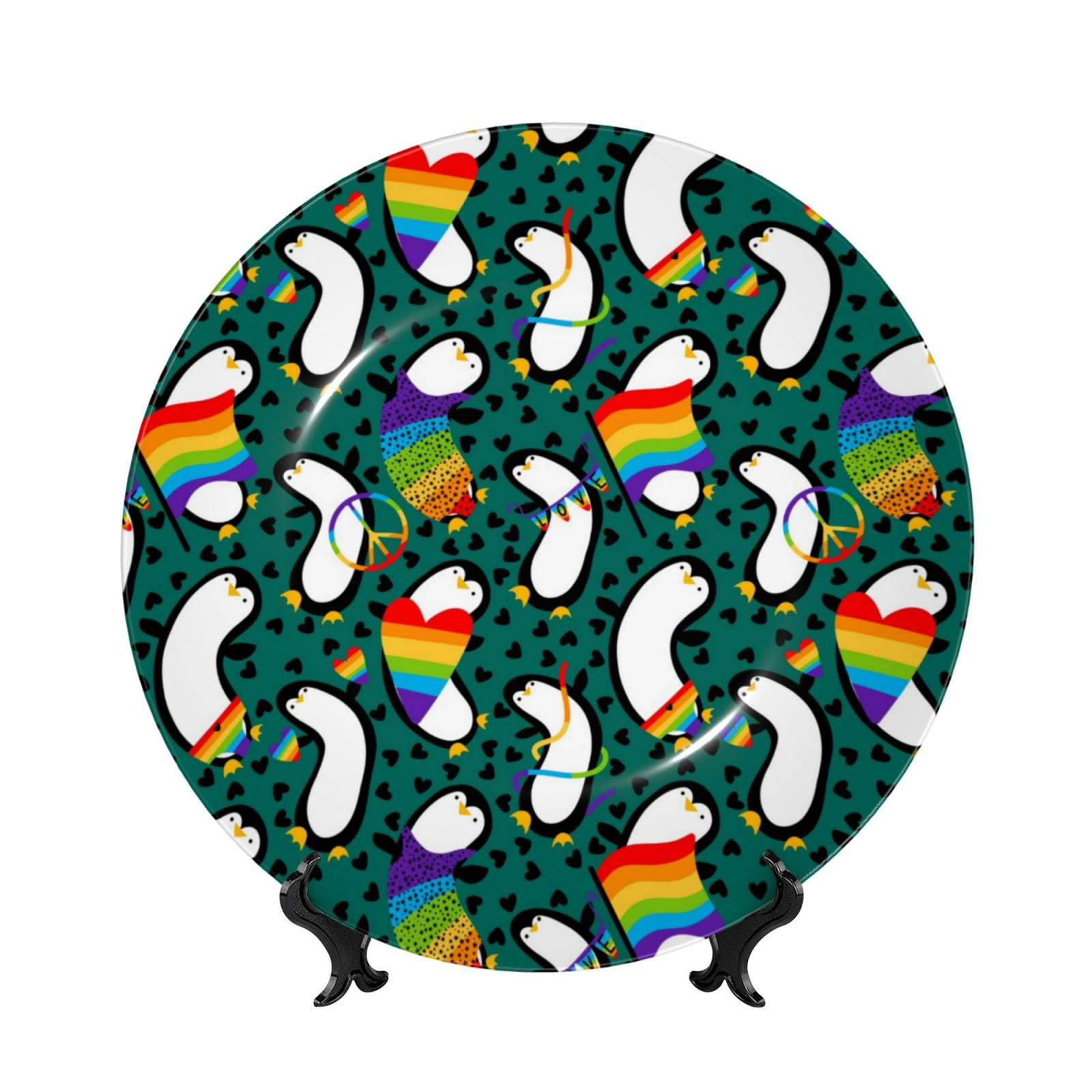 Yiaed Lgbt Penguin Print Bone China Decorative Plate Ceramic Dinner ...