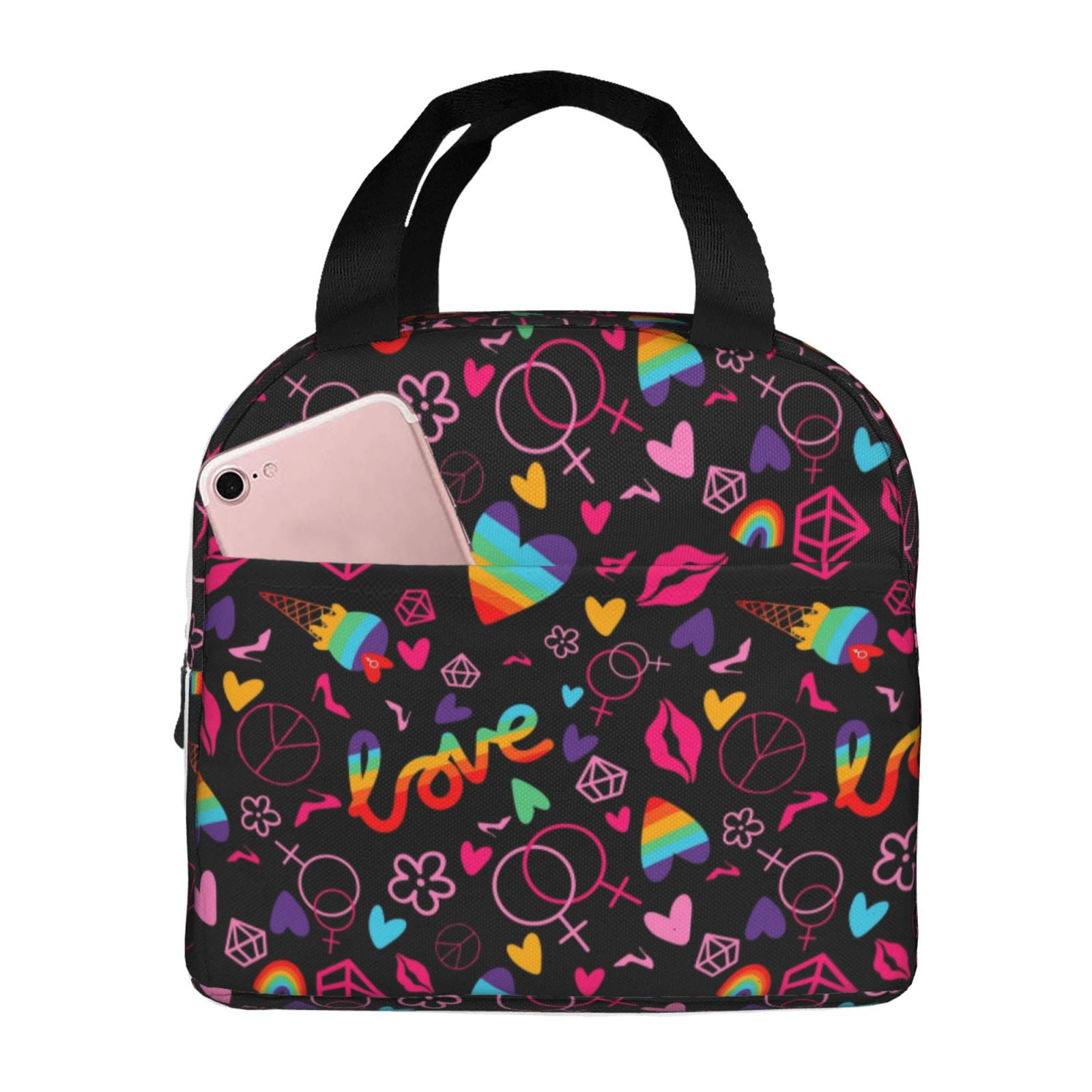 Yiaed Lgbt Rainbow For Pride Print Insulated Lunch Bag Reusable Cute ...