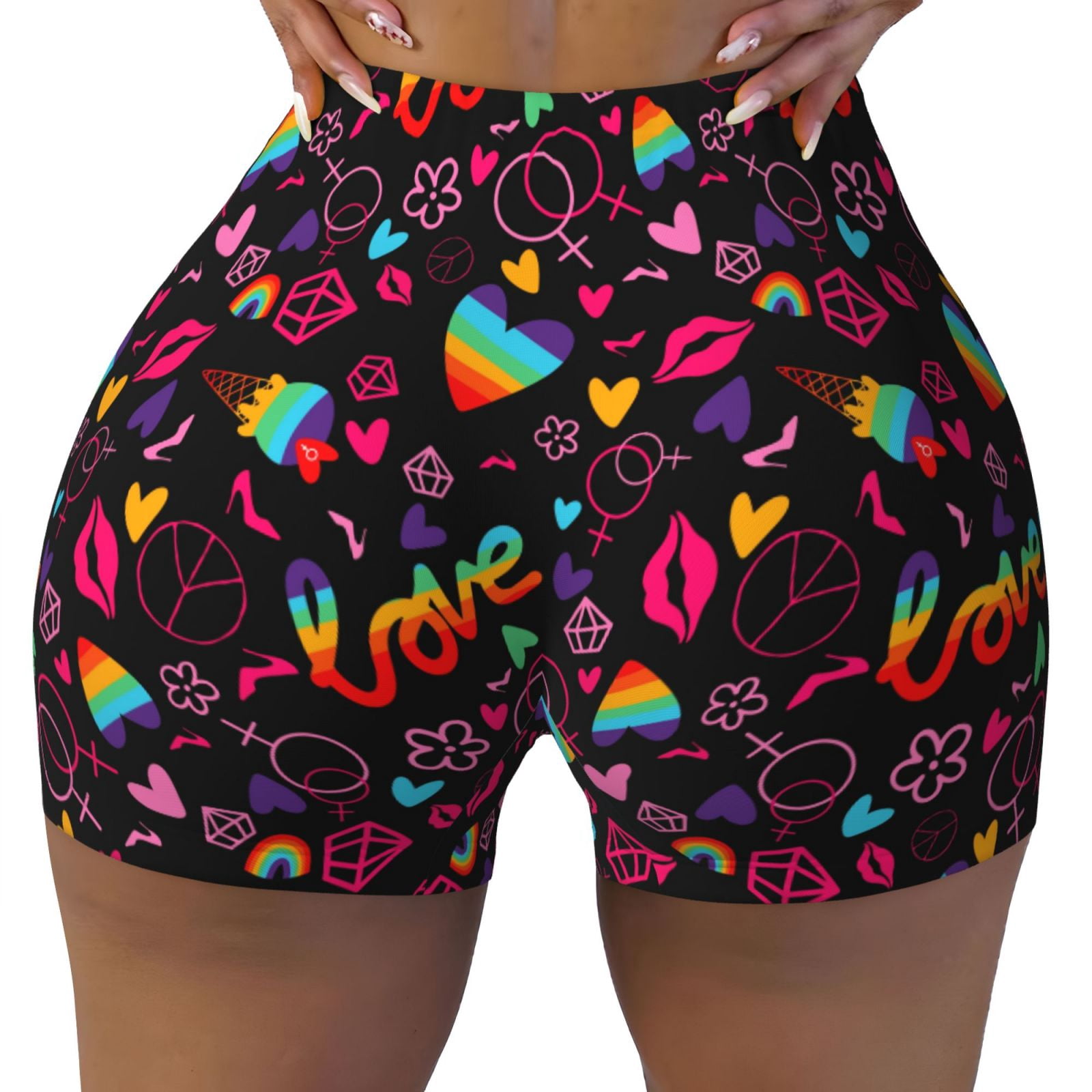 Yiaed Lgbt Rainbow For Pride Print Women's Athletic Shorts Running ...