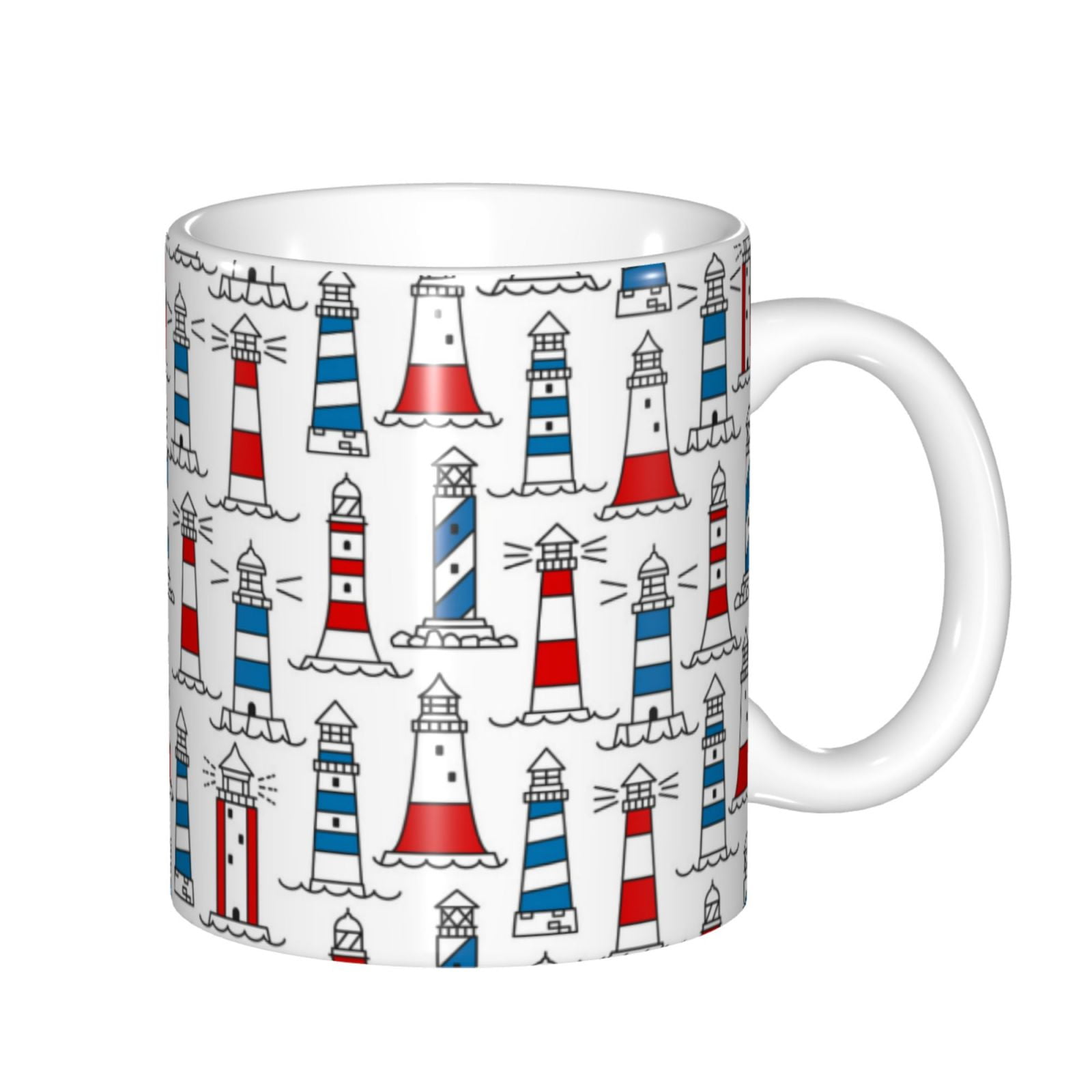 Yiaed Lighthouse And Beacon Print Ceramics Coffee,Large Handle Design ...