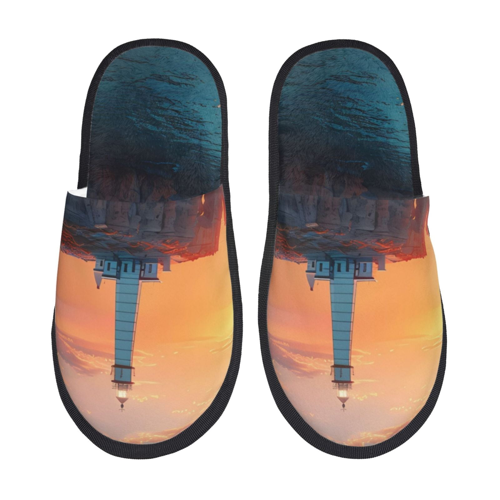 Yiaed Lighthouse At Sunset Coast Print Unisex House Slippers, Slip on ...