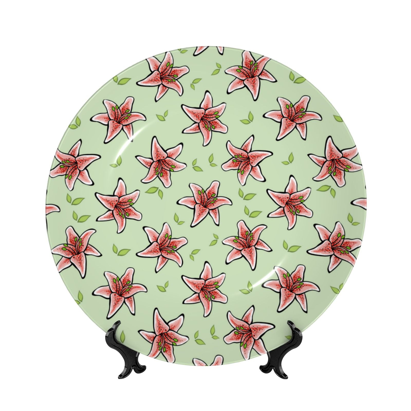 Yiaed Lilies Flowers Print Bone China Decorative Plate Ceramic Dinner ...